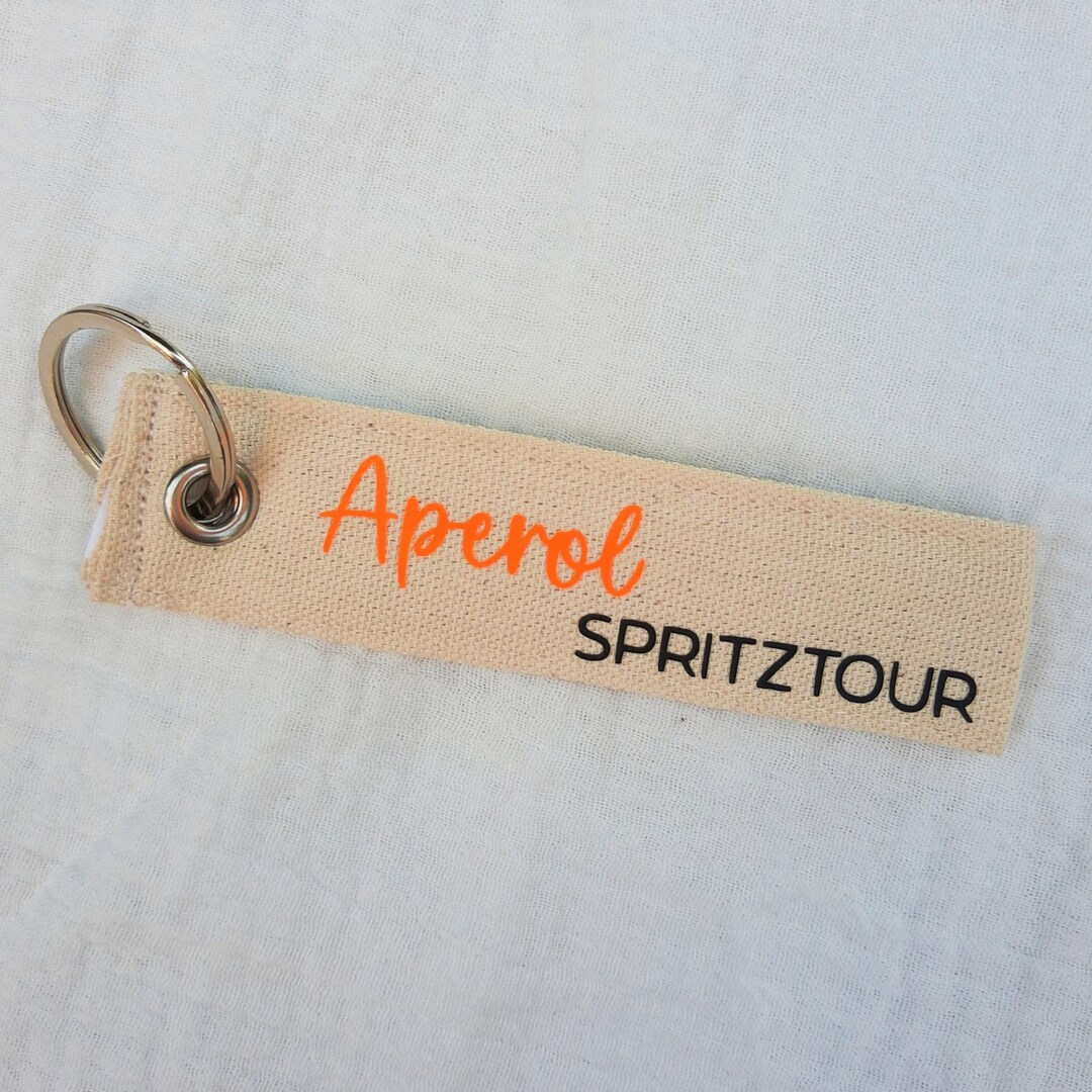 Keyring Aperol Spritztour, Aperol Saying in Black & Neon Orange ...