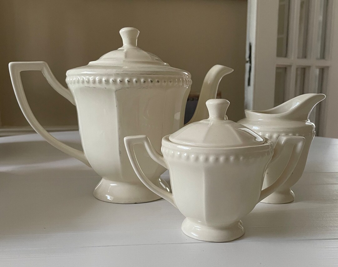 Bowring Ivory Pearl Teapot, Creamer, Lidded Sugar - Etsy