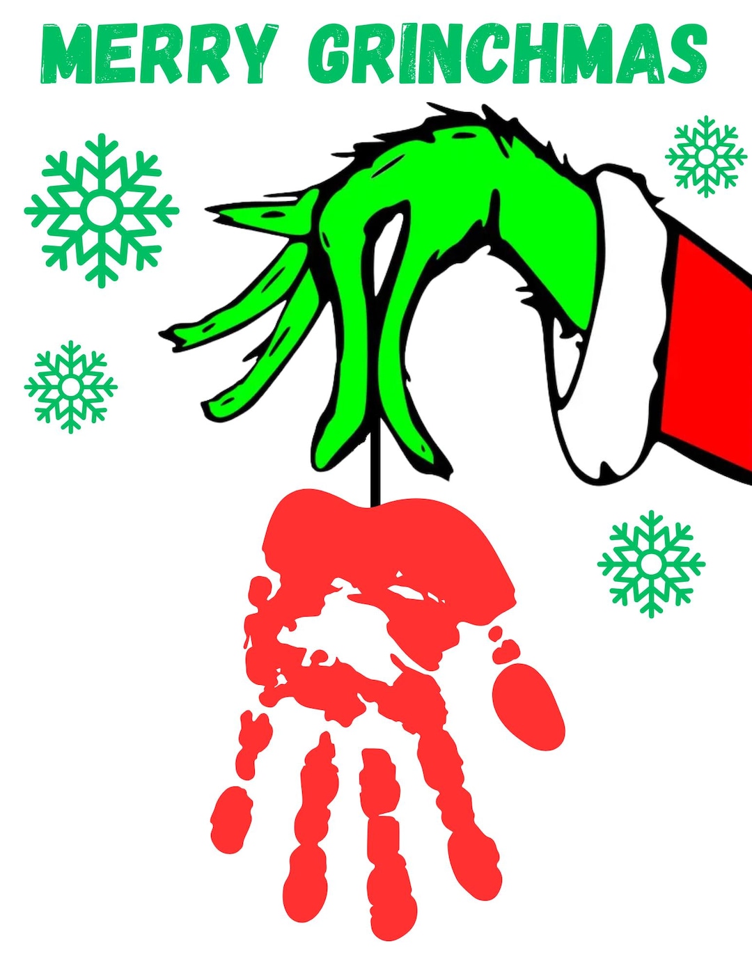 Merry Grinchmas Children Handprint Ornament Template Digital Download ...