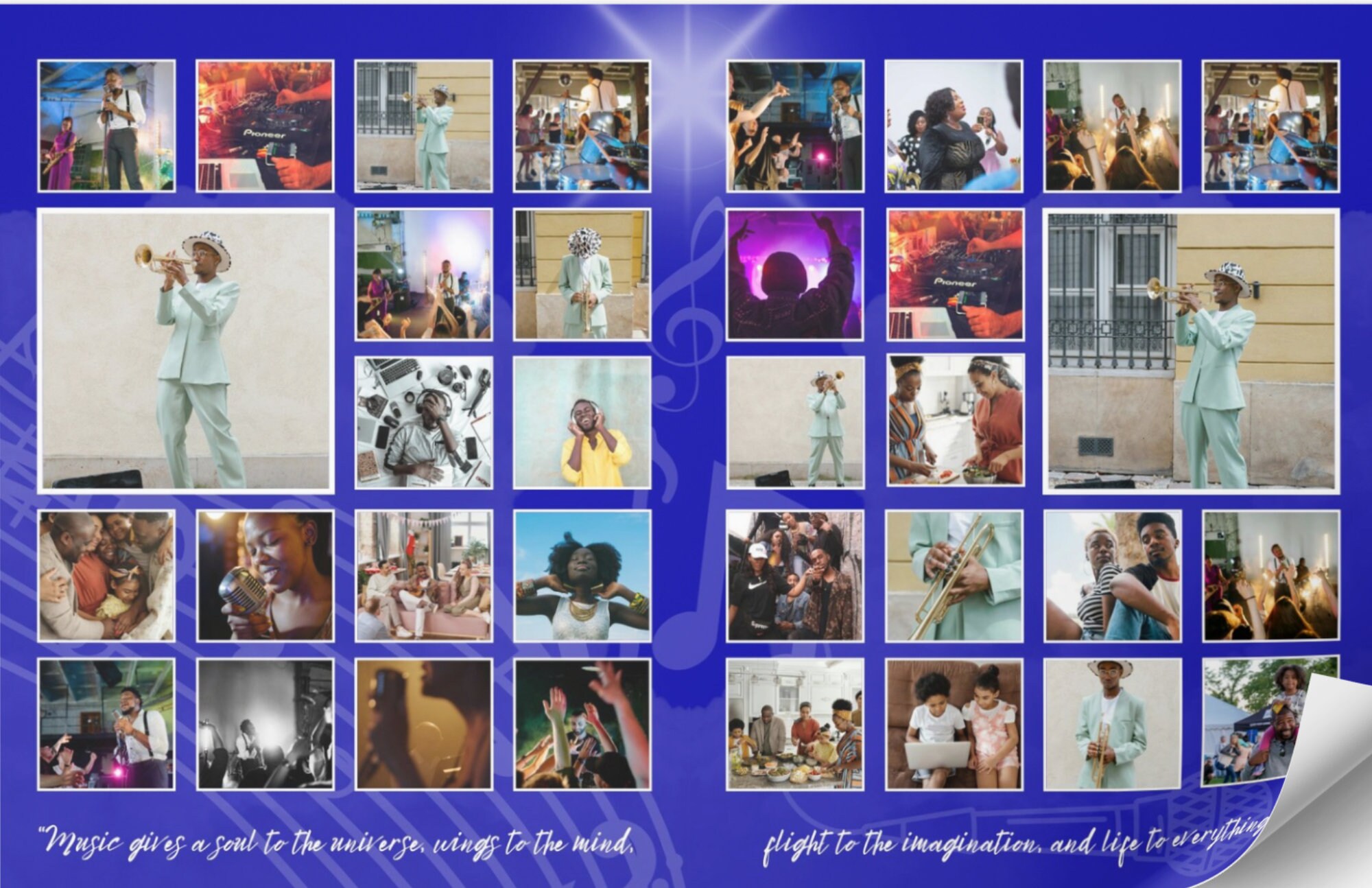 Royal Blue Music Lover Funeral Program Template - 8 Pgs. 11 X 17 - Etsy