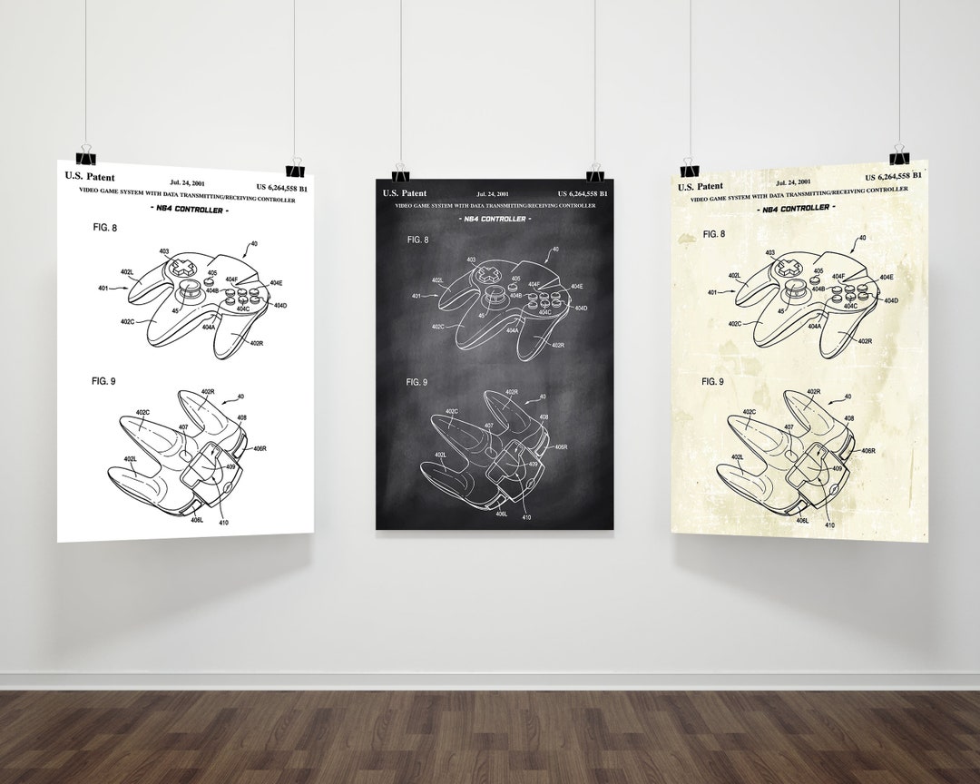 N64 Controller Patent Blueprint Poster Digital Art Print - Etsy