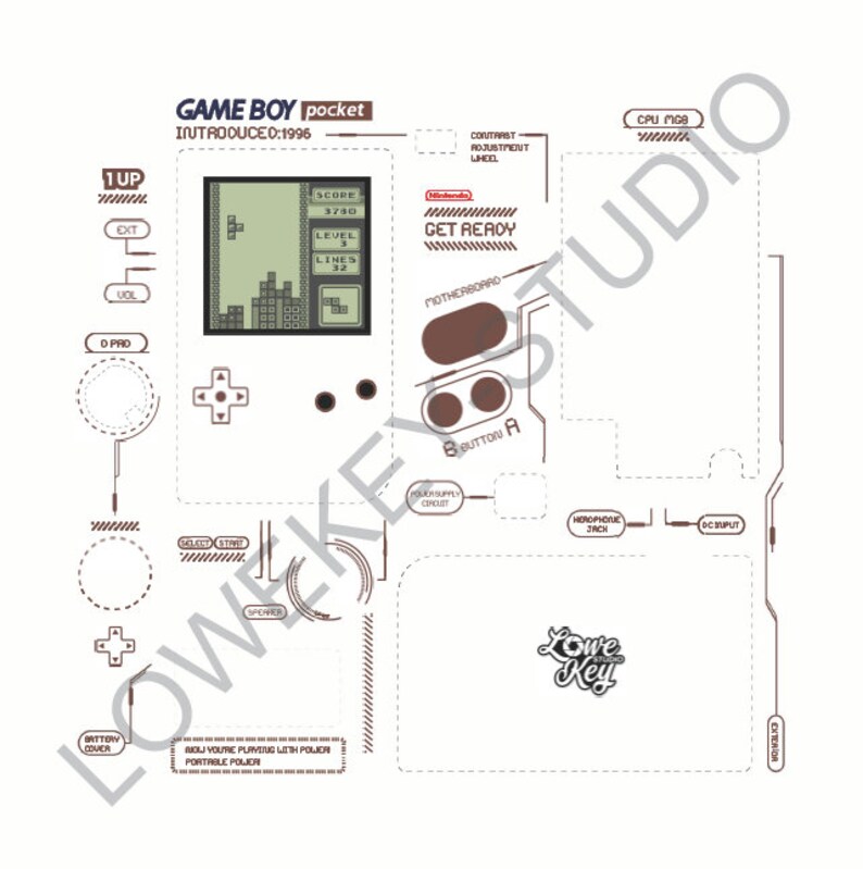 Game_boy Pocket Teardown Template download Disassembled Art - Etsy India