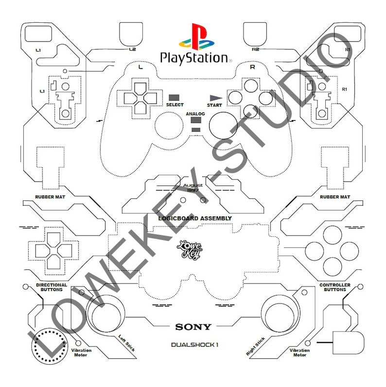 Sony Playstation Dualshock 1 Controller Teardown Template - Etsy