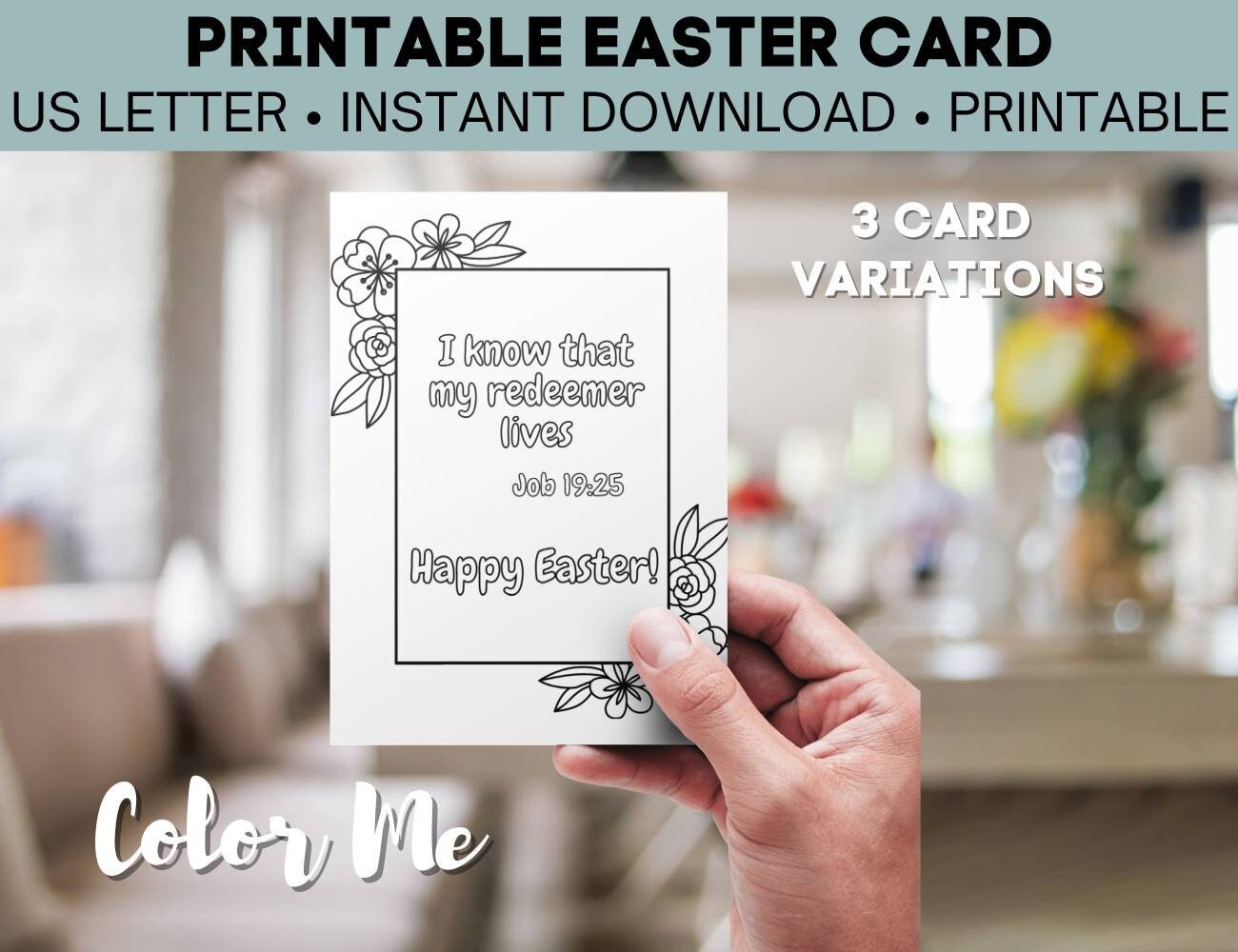 Printable Easter Coloring Card, Christian Coloring Page Easter Card ...