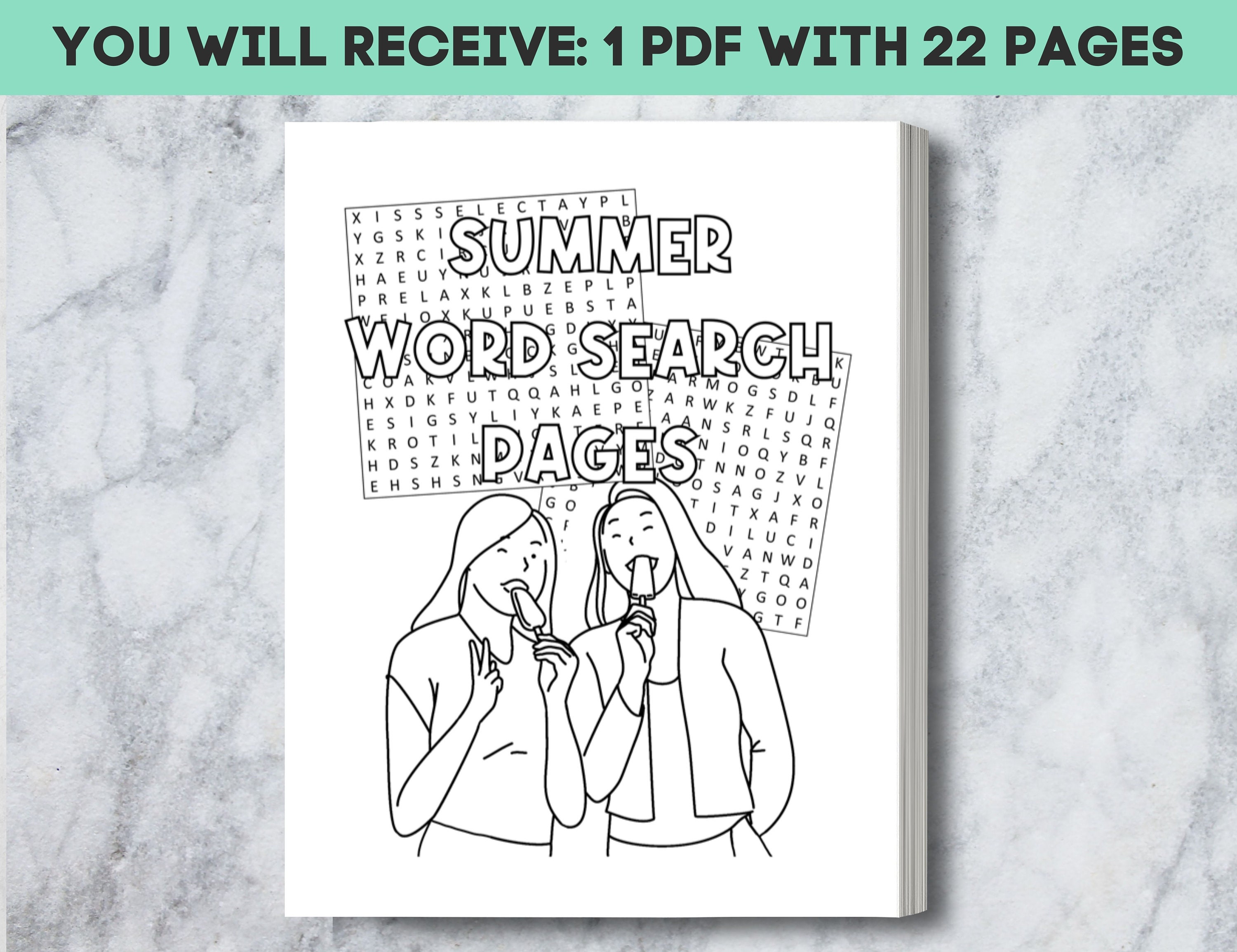 Summer Activity Pack, Printable Summer Word Search Coloring Pages - Etsy