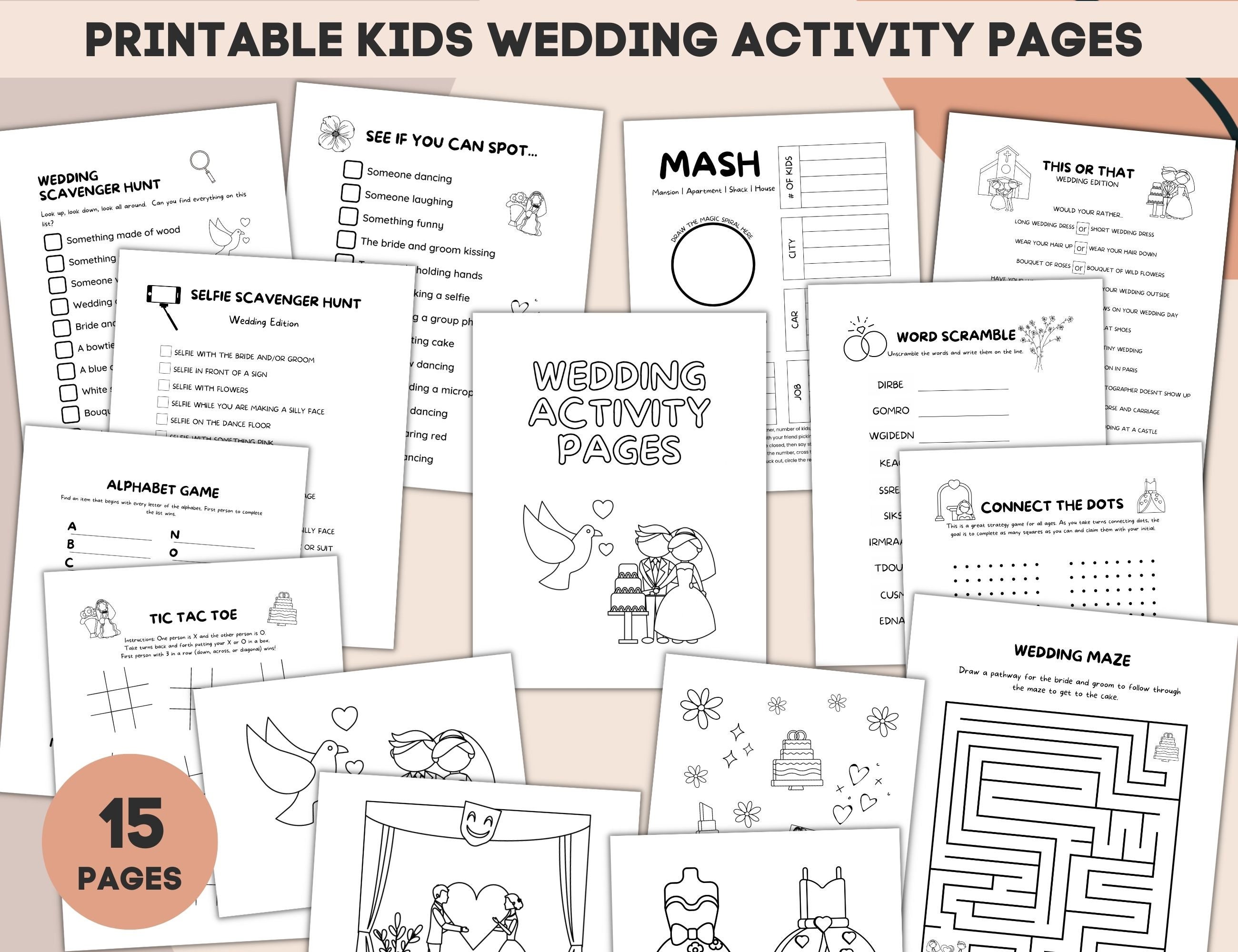 Kids Wedding Activity Printable, Wedding Activity Pages, Older Kids ...