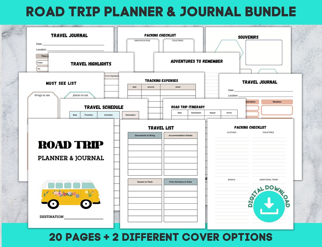 Road Trip Planner and Journal, Travel Journal, Trip Itinerary ...