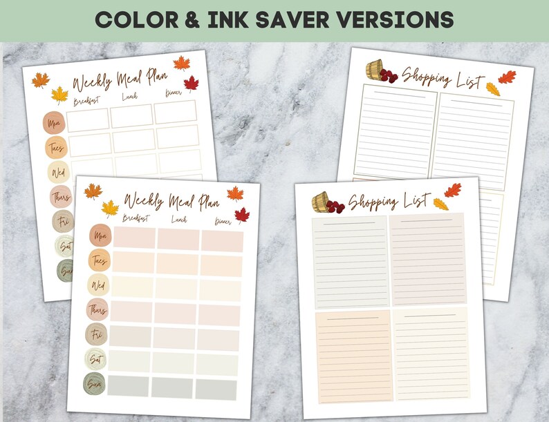 Fillable Meal Planner Fall Printable Meal Plan Editable Meal - Etsy