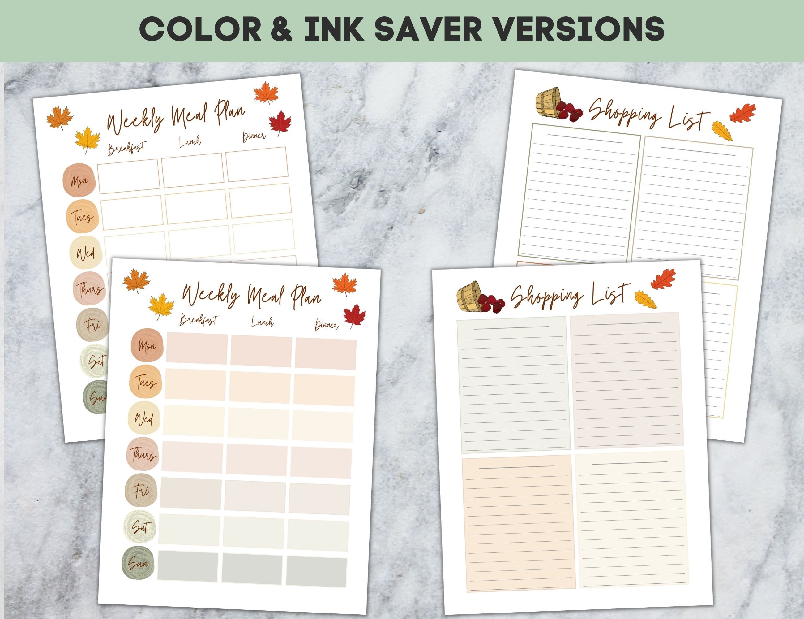 Fillable Meal Planner, Fall Printable Meal Plan, Editable Meal Plan ...