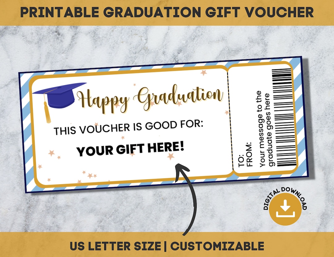 Printable Graduation Gift Coupon, Custom Gift Voucher, Editable ...