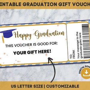 Printable Graduation Gift Coupon, Custom Gift Voucher, Editable ...