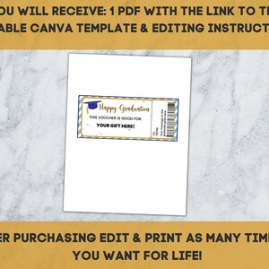 Printable Graduation Gift Coupon, Custom Gift Voucher, Editable ...