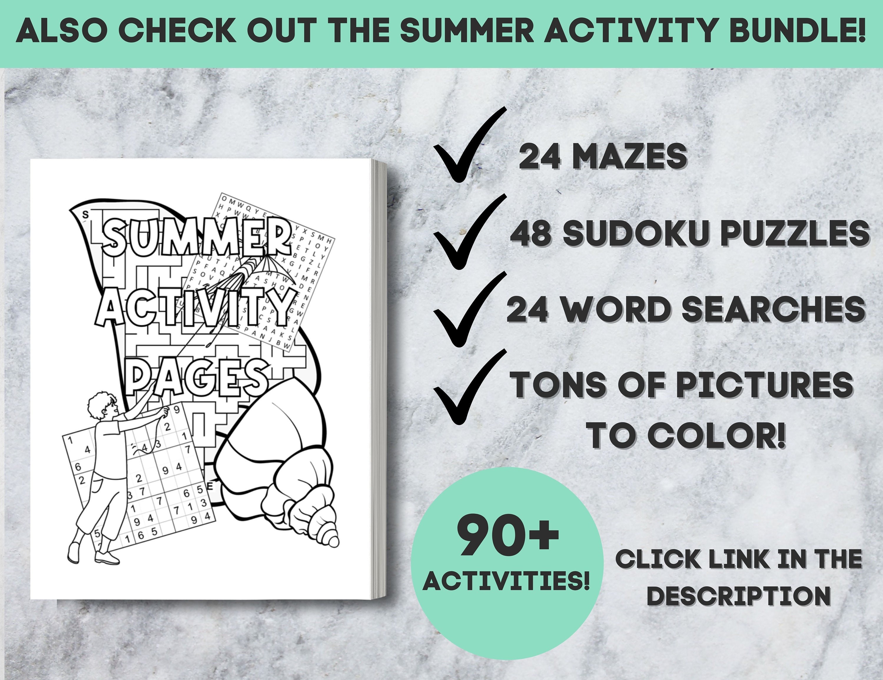 Summer Activity Placemats, Kids Printable Activity Placemats, Sudoku ...