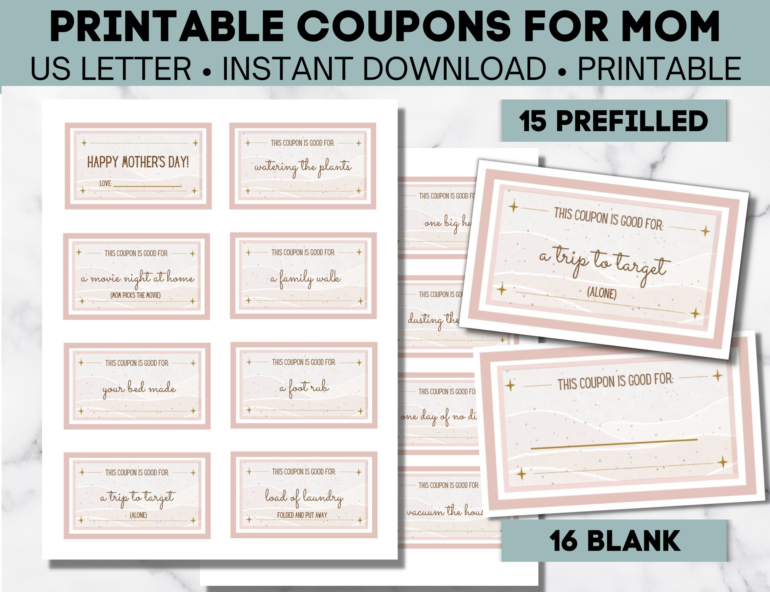 Mothers Day Coupon Book, Printable Gift for Mom - Etsy