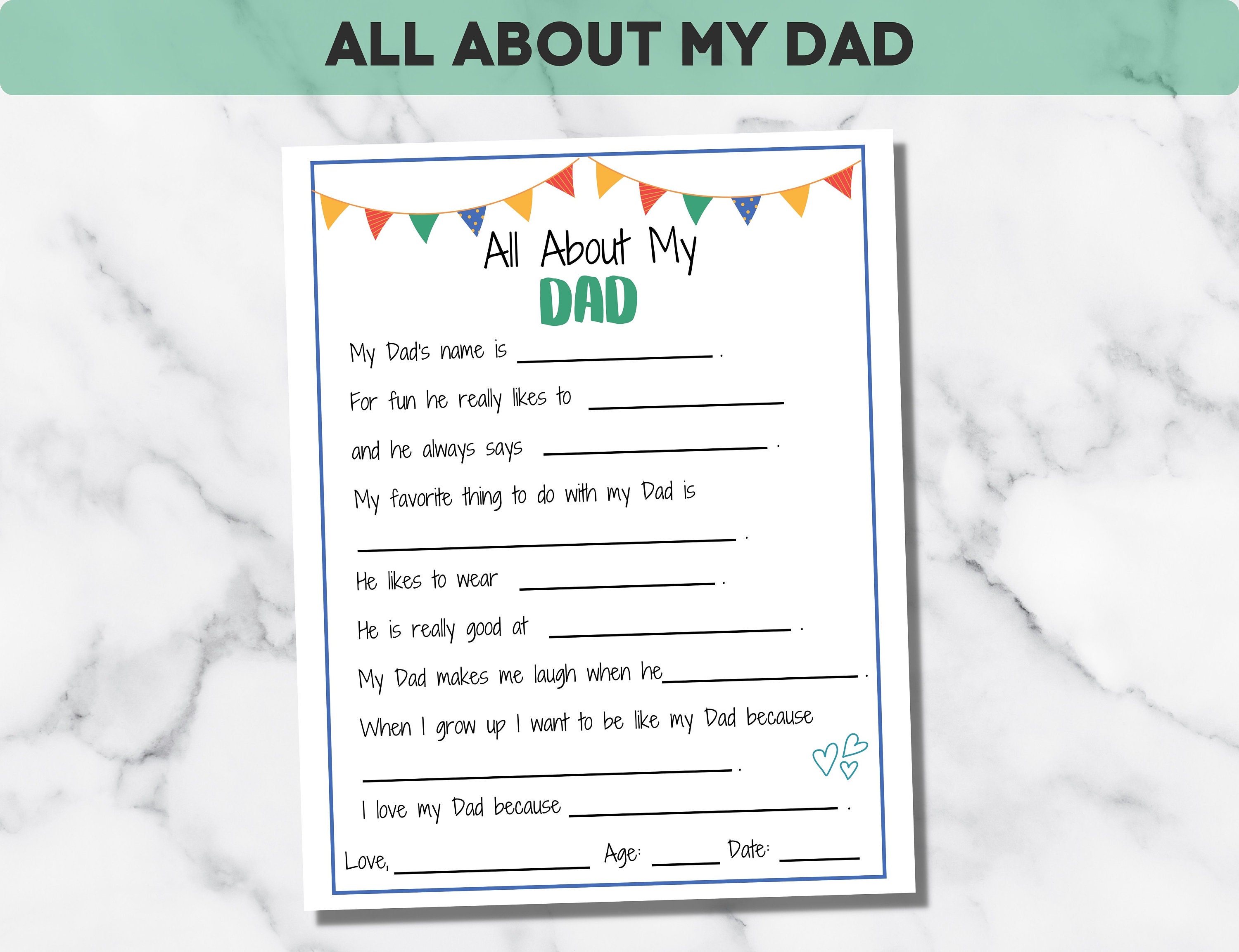 Father's Day Questionnaire All About My Dad Sentimental - Etsy