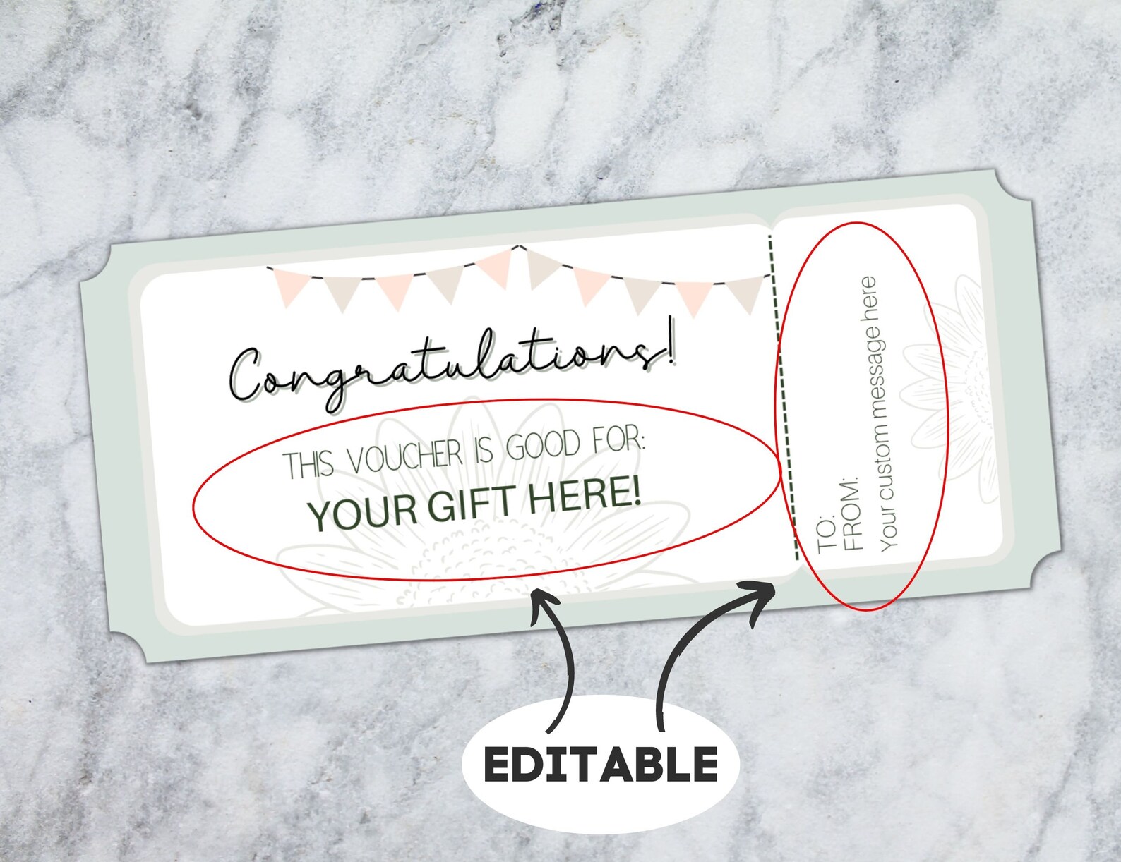 Editable Gift Voucher Pastel Congratulations Gift Coupon - Etsy