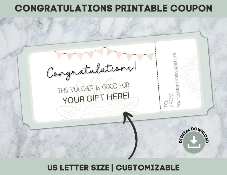 Editable Gift Voucher Pastel Congratulations Gift Coupon - Etsy