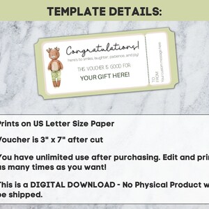 Editable Gift Voucher, Baby Shower Gift Certificate, Custom Gift ...