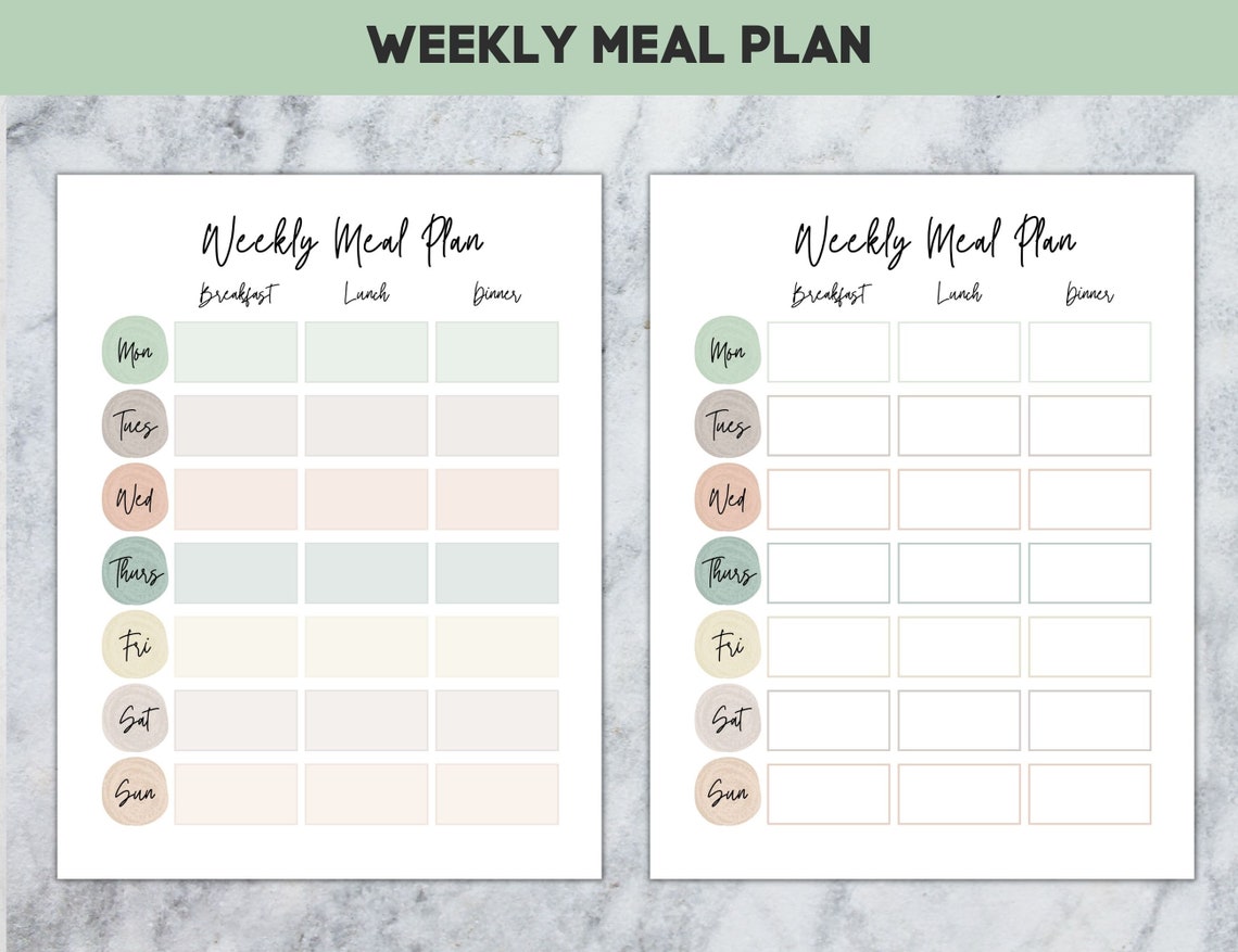 Fillable Meal Planner Printable Meal Plan Editable Meal Plan - Etsy