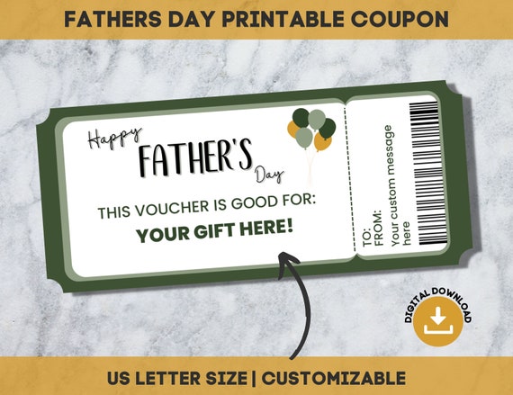 Father's Day Coupon Custom Gift Voucher Editable - Etsy