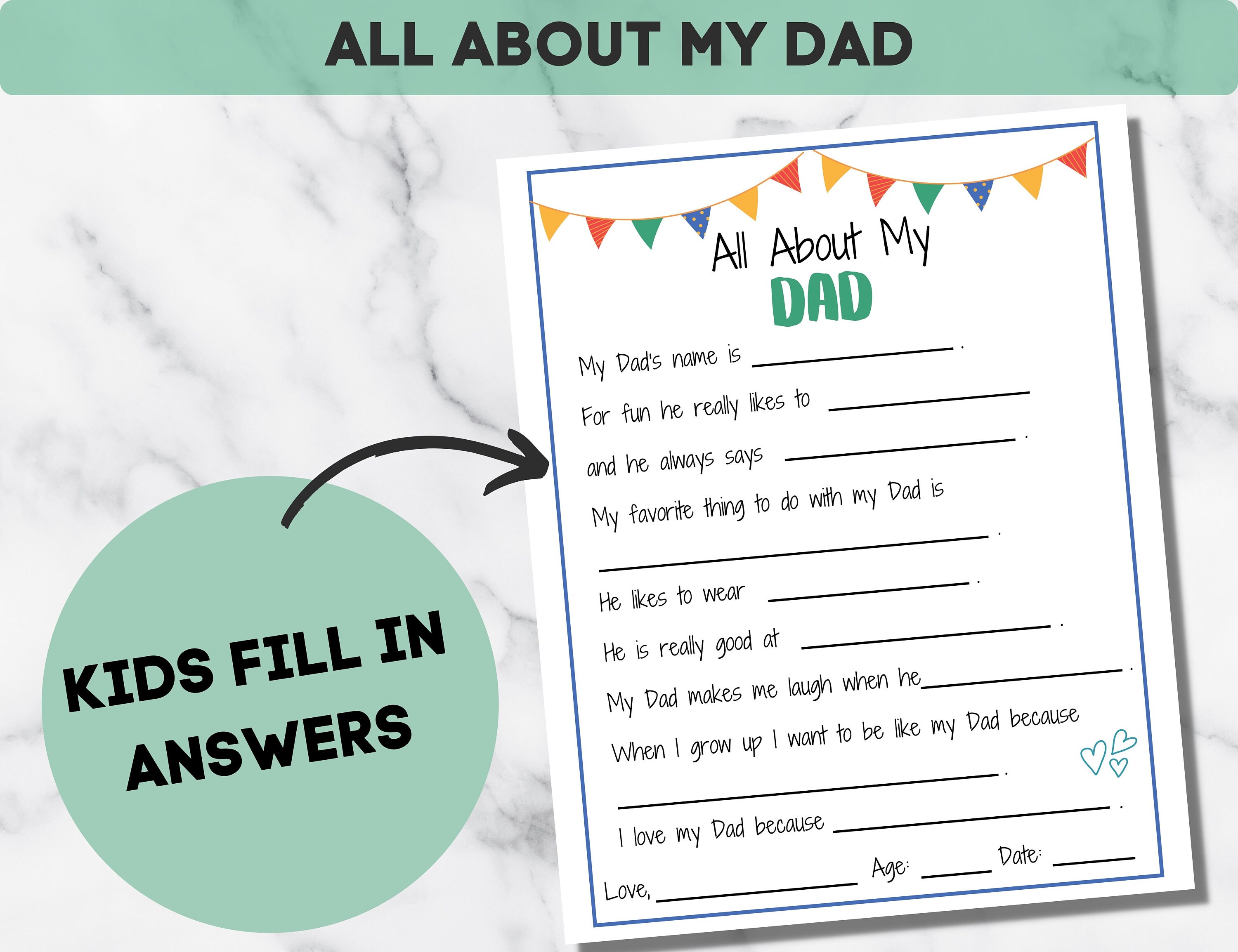 Father's Day Questionnaire All About My Dad Sentimental - Etsy