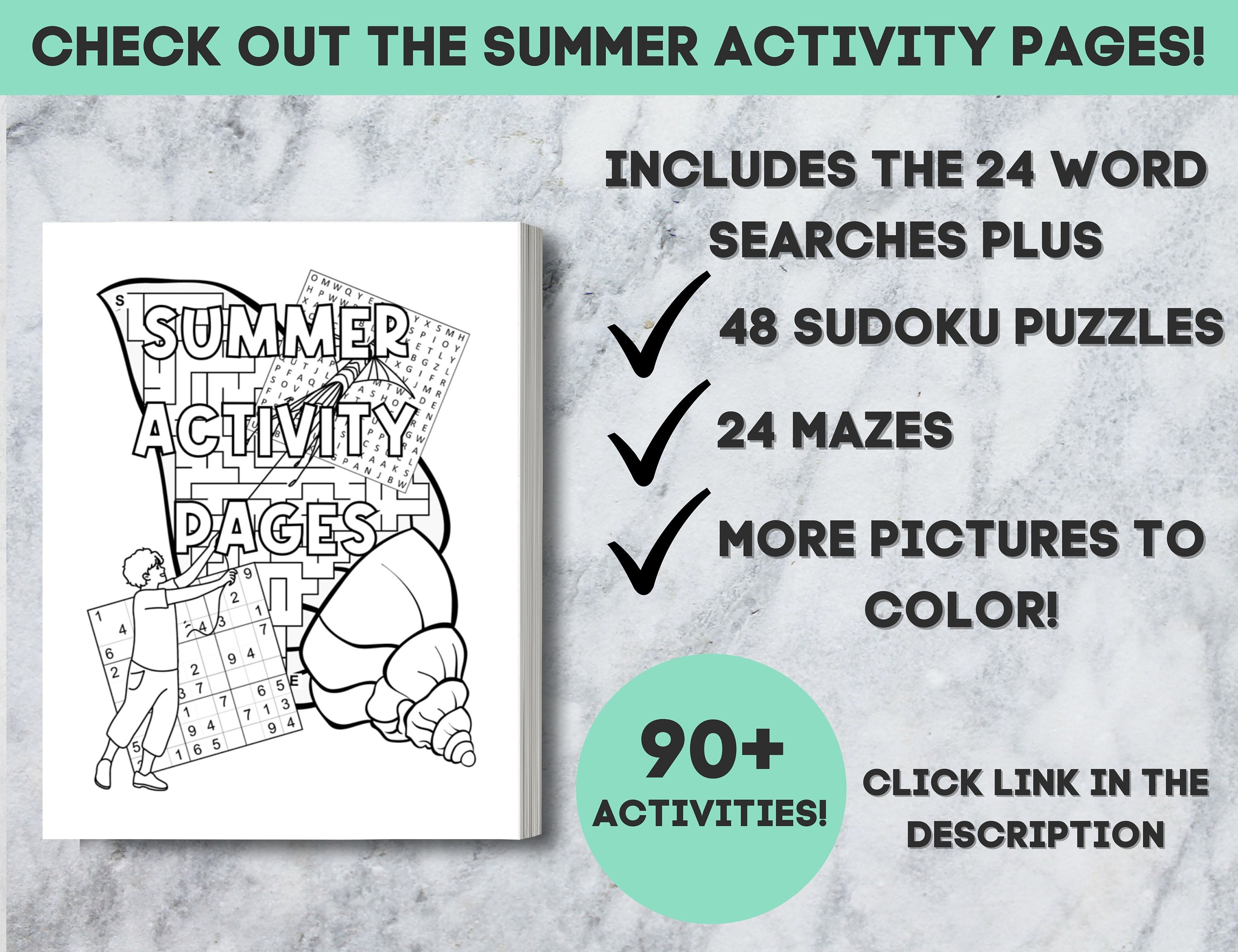 Summer Activity Pack, Printable Summer Word Search Coloring Pages - Etsy