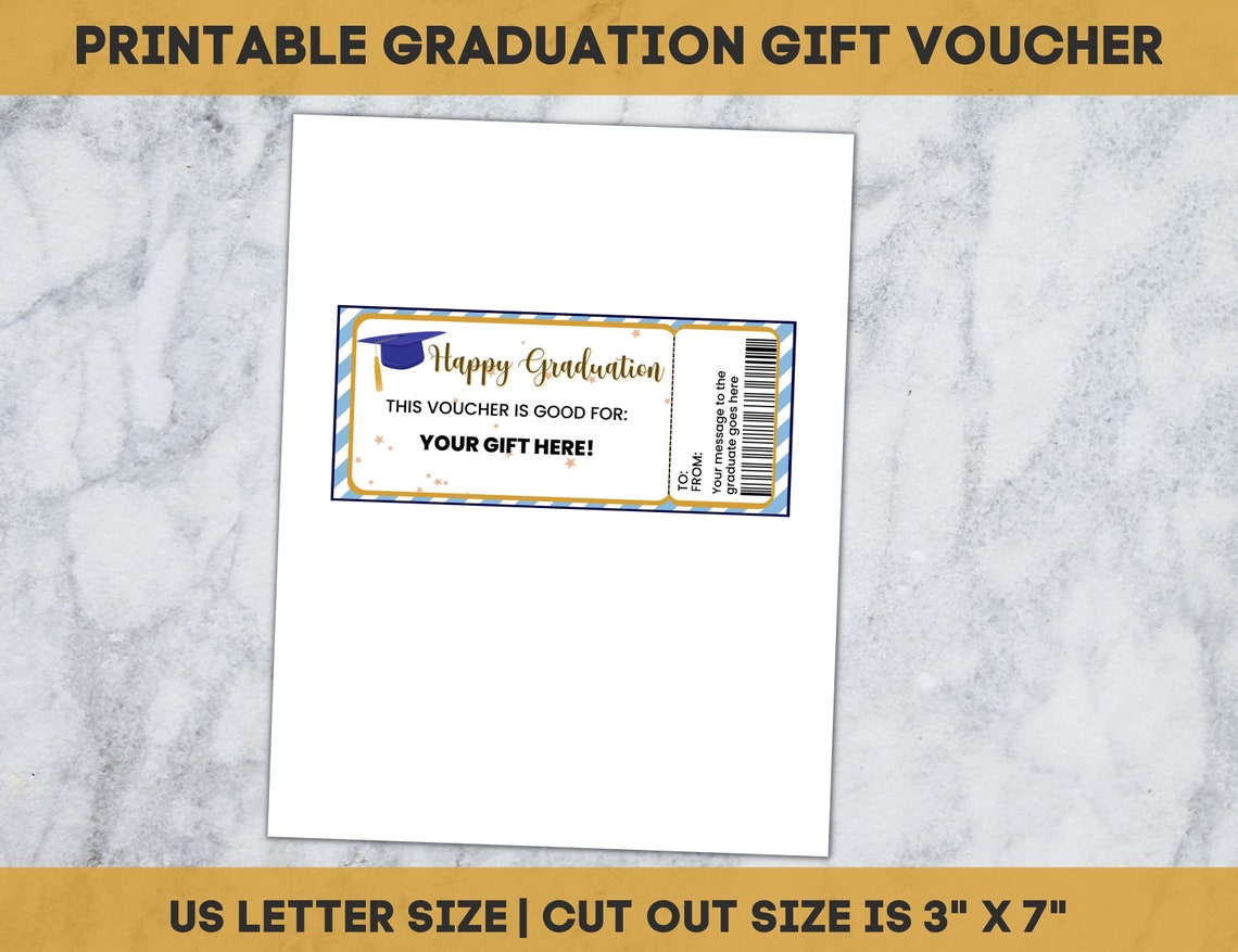 Printable Graduation Gift Coupon, Custom Gift Voucher, Editable ...