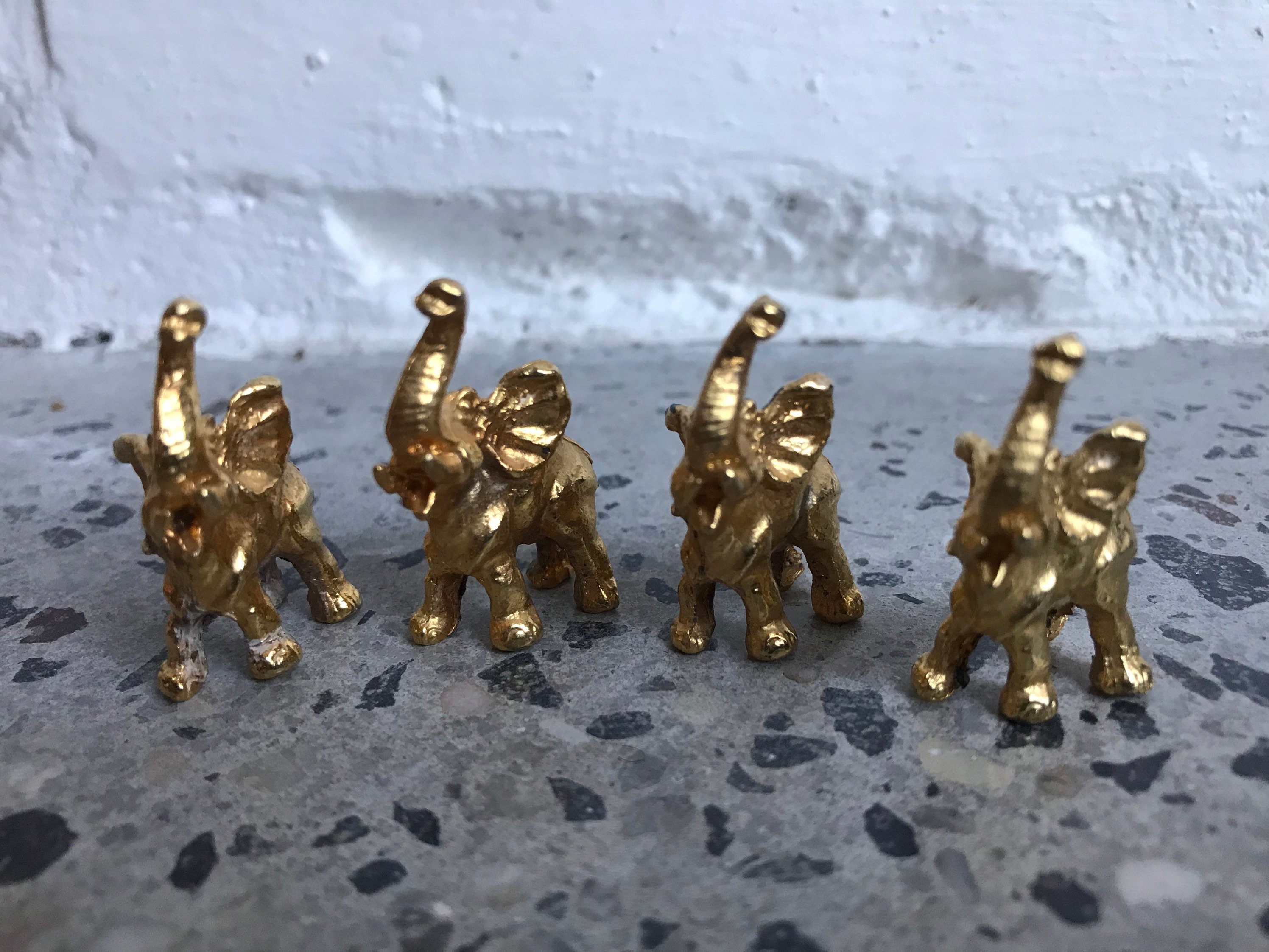 Vintage Golden Elephants Figurines X4 - Etsy Australia