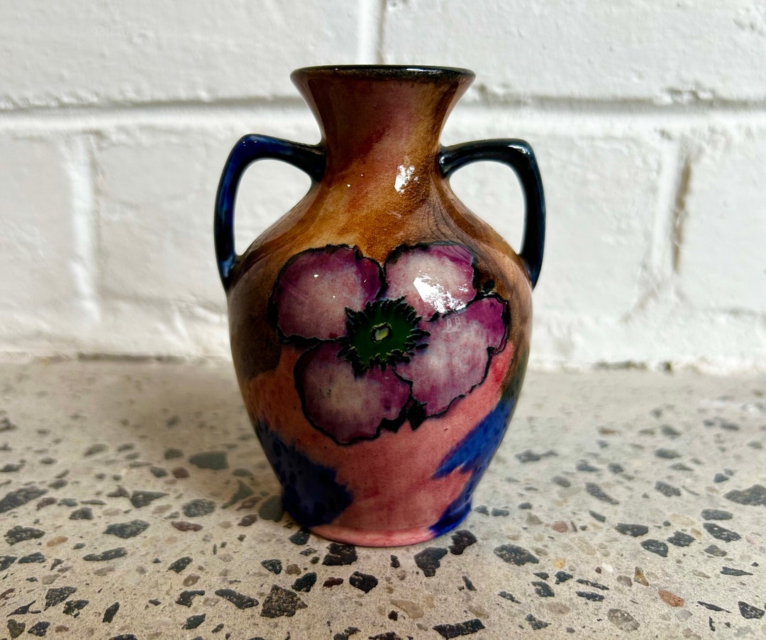 HK Tunstall Twin Handled Flower Vase Handpainted - Etsy