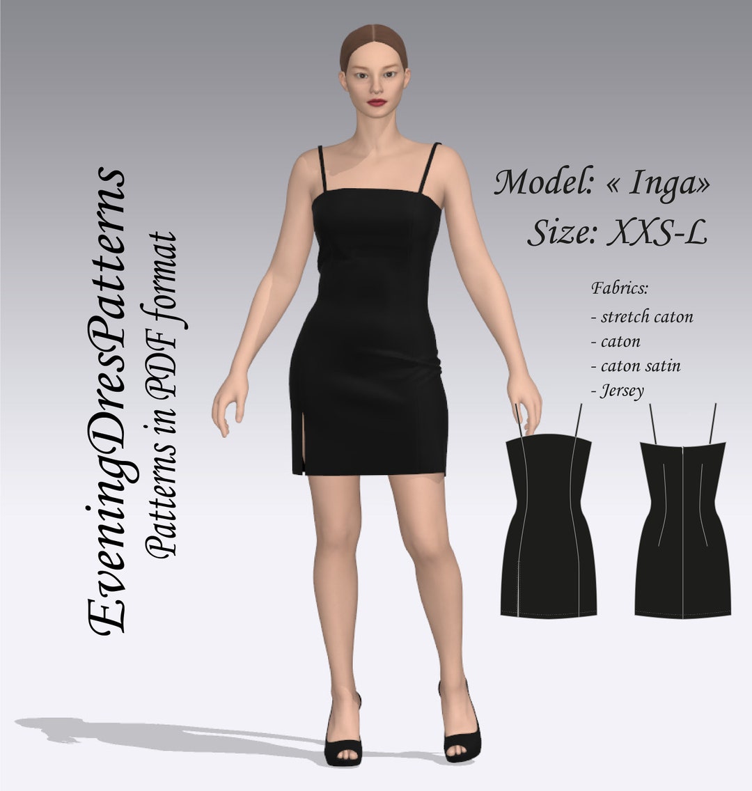 Patterns of a Women's Dress in Pdf-a4 Format. the Size: - Etsy