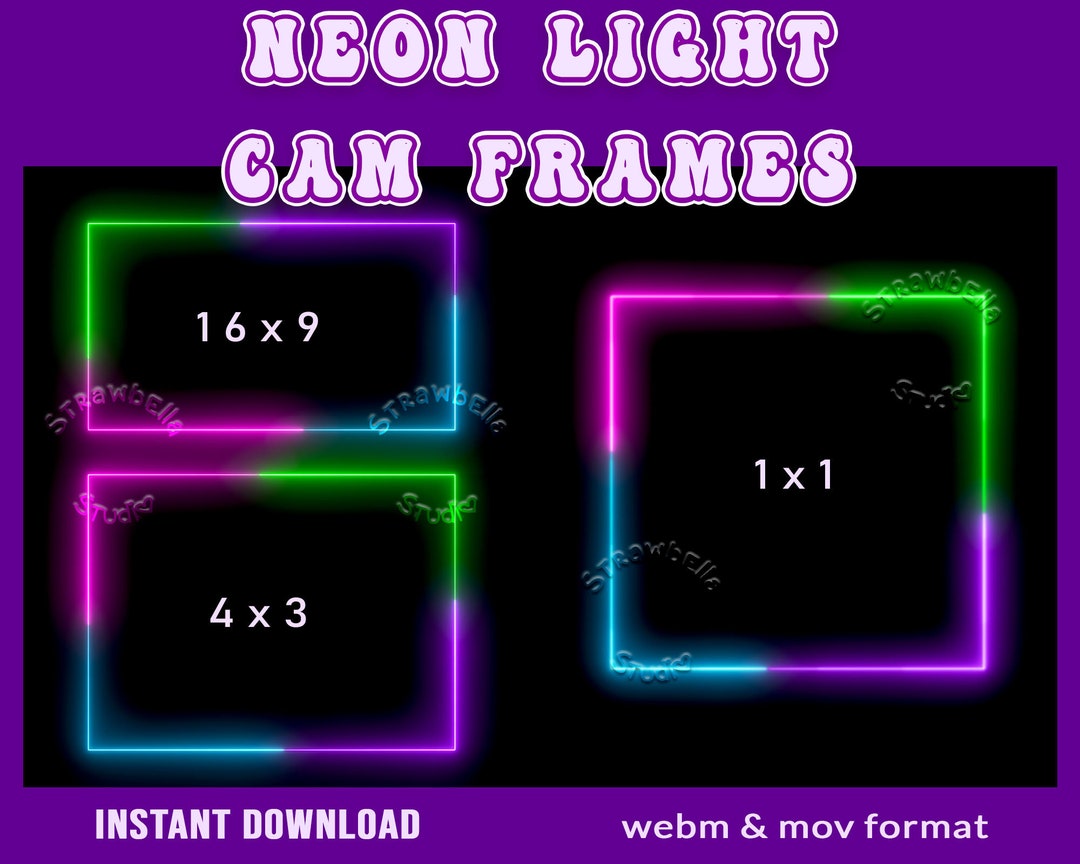 Animated Neon Light Face Cam Frames. Twitch Overlay. Twitch Stream ...