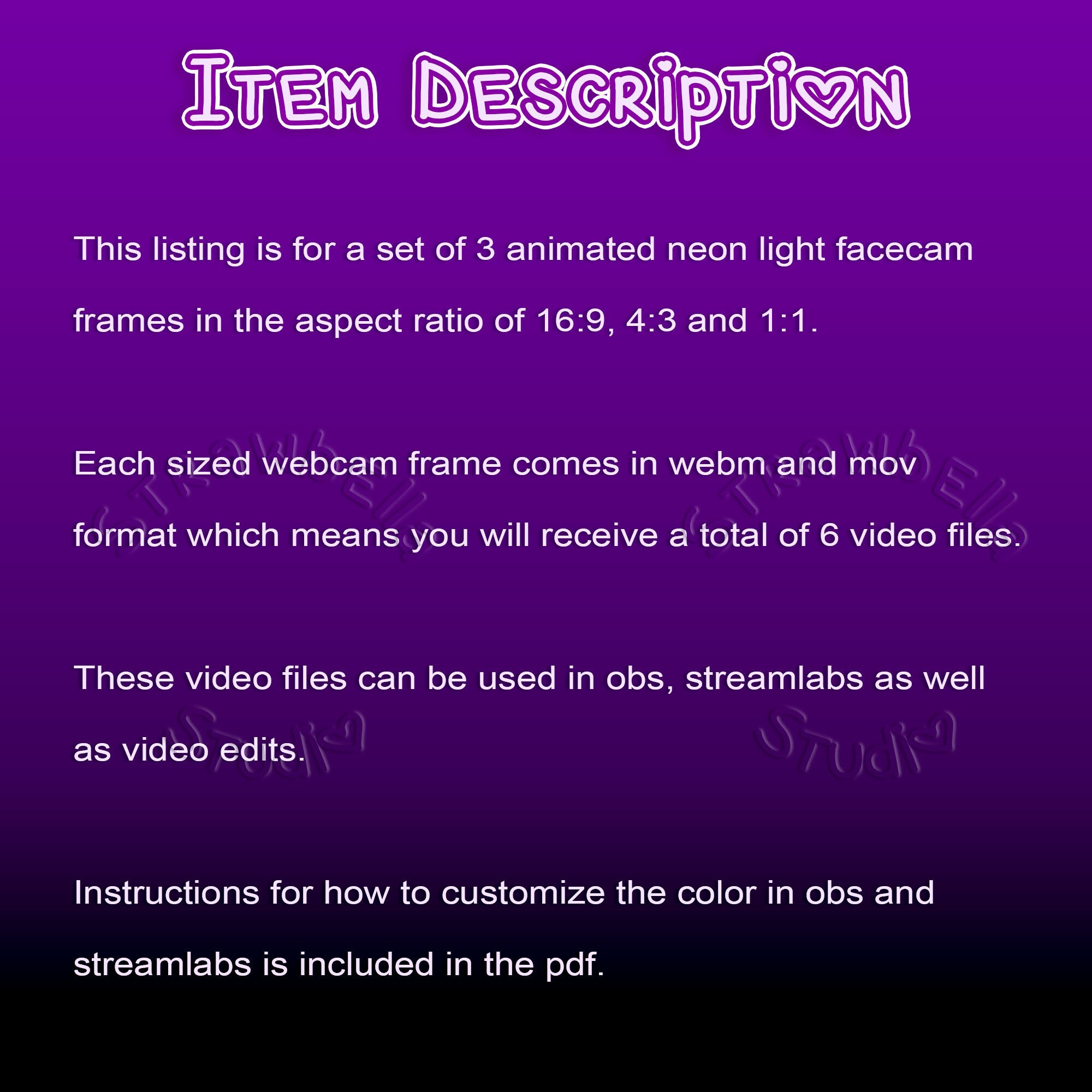 Animated Neon Light Face Cam Frames. Twitch Overlay. Twitch Stream ...