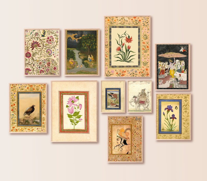 Indian Art, Indian Vintage Wall Art, Indian Mughal Miniature Painting ...