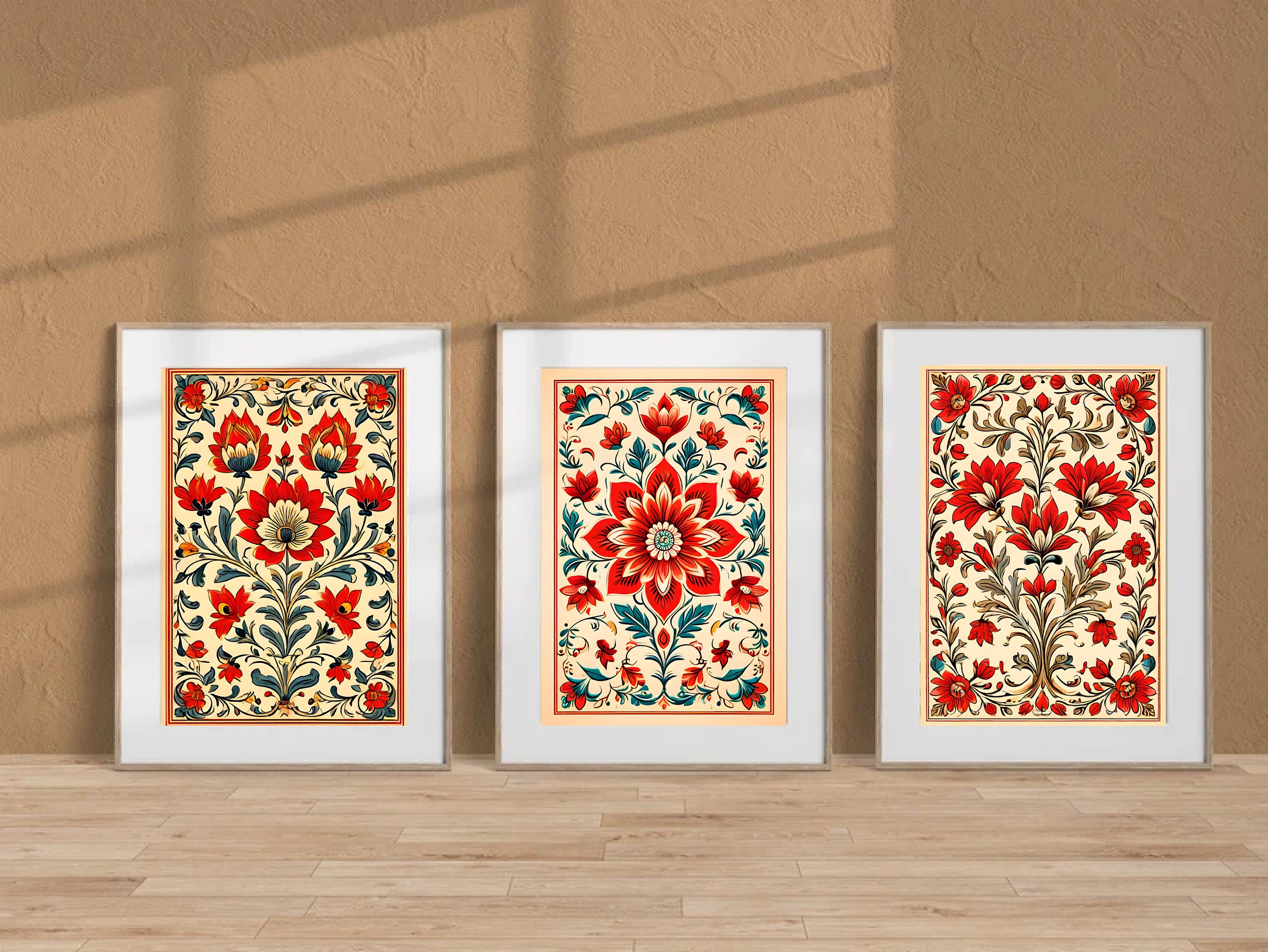 Floral Art Print Set: Traditional Folk Art (digital Download) - Etsy