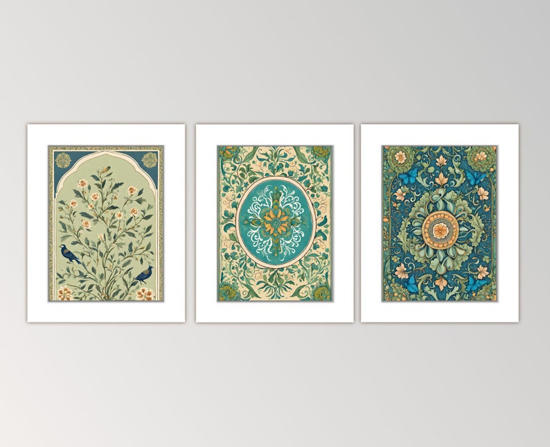 Indian Pattern Art Set of 3, Indian Pichhawai Painting, Living Room ...