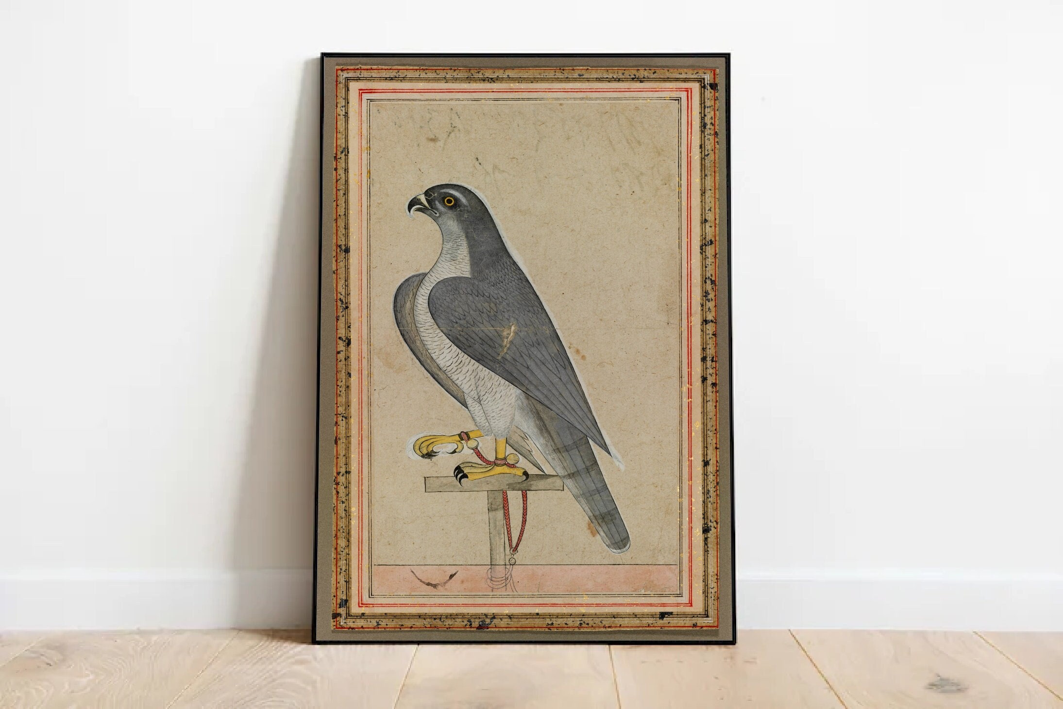 Indian Art Indian Falcon Wall Art Indian Mughal Miniature - Etsy