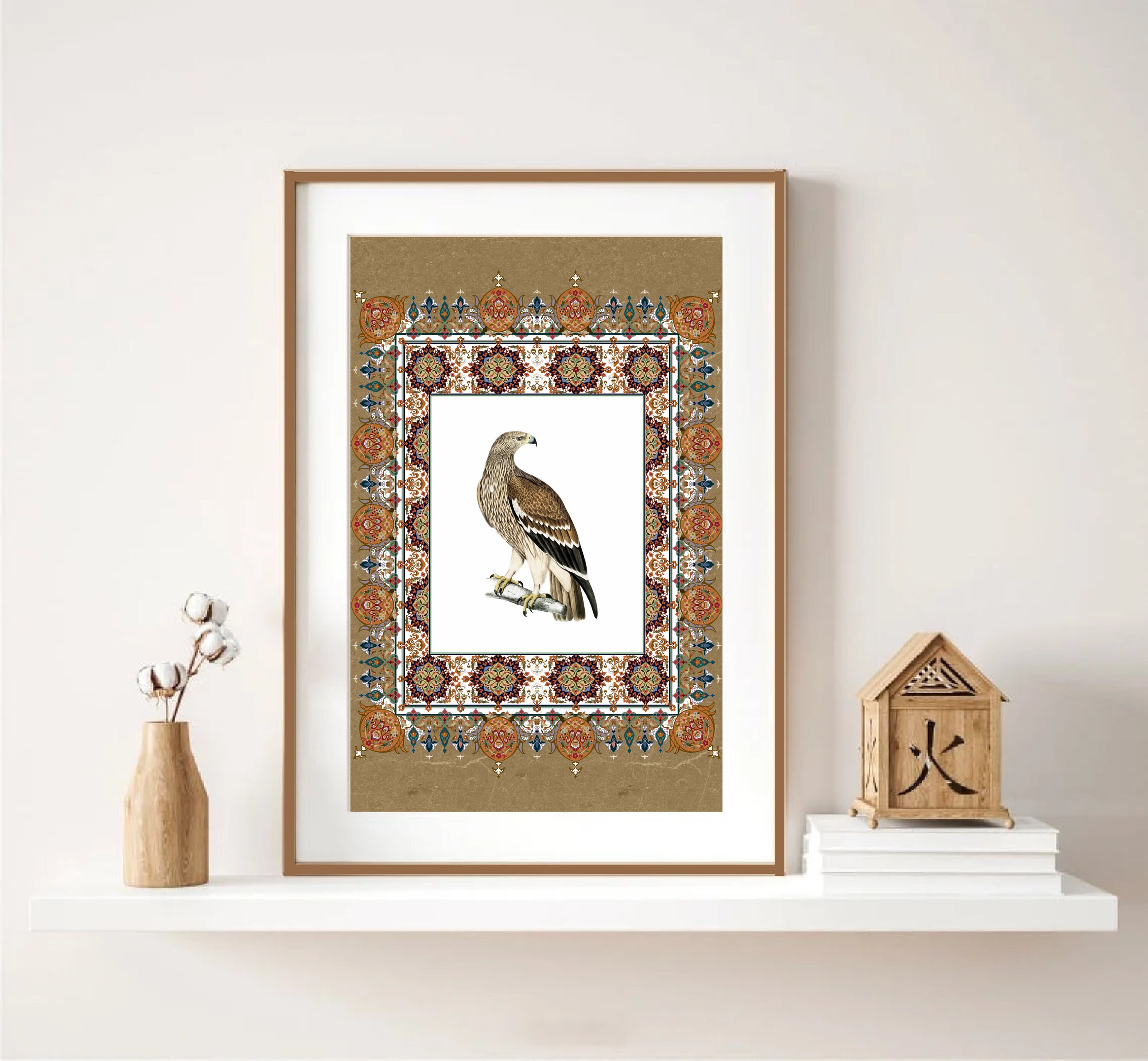 Indian Art, Indian Falcon Wall Art, Indian Mughal Miniature Painting ...