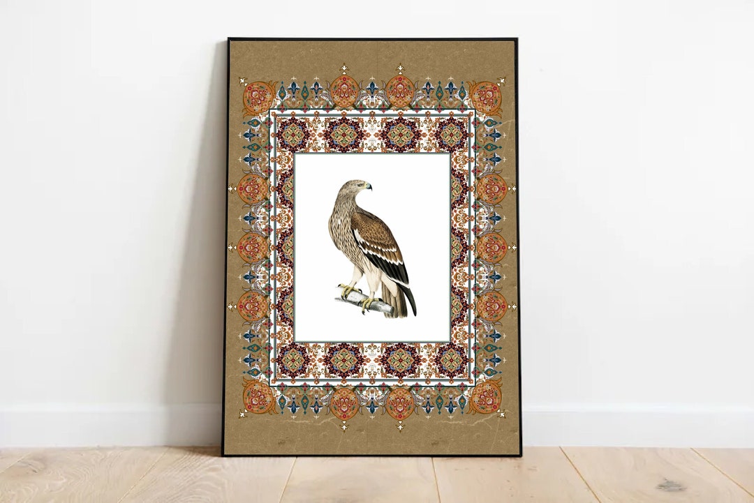 Indian Art, Indian Falcon Wall Art, Indian Mughal Miniature Painting ...