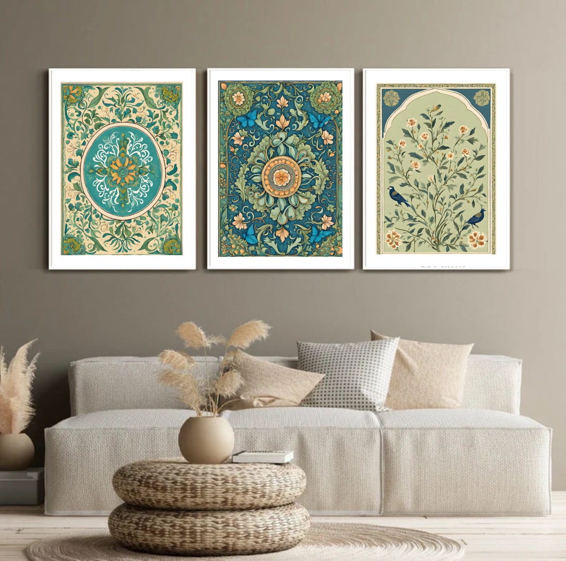 Indian Pattern Art Set of 3, Indian Pichhawai Painting, Living Room ...