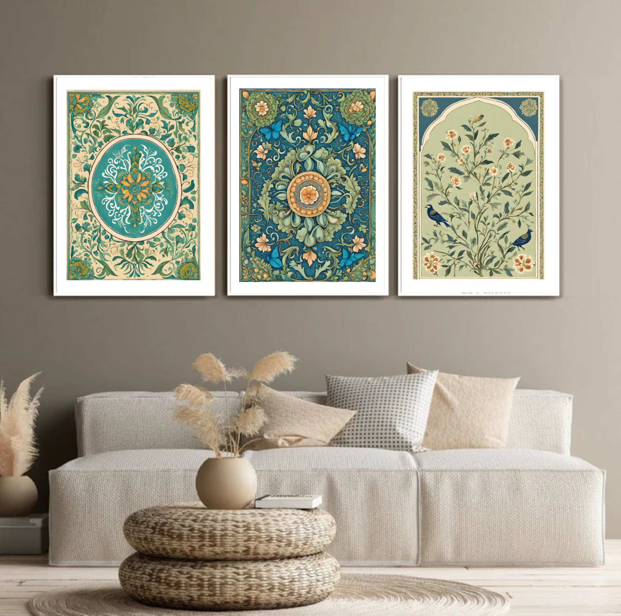 Indian Pattern Art Set of 3, Indian Pichhawai Painting, Living Room ...