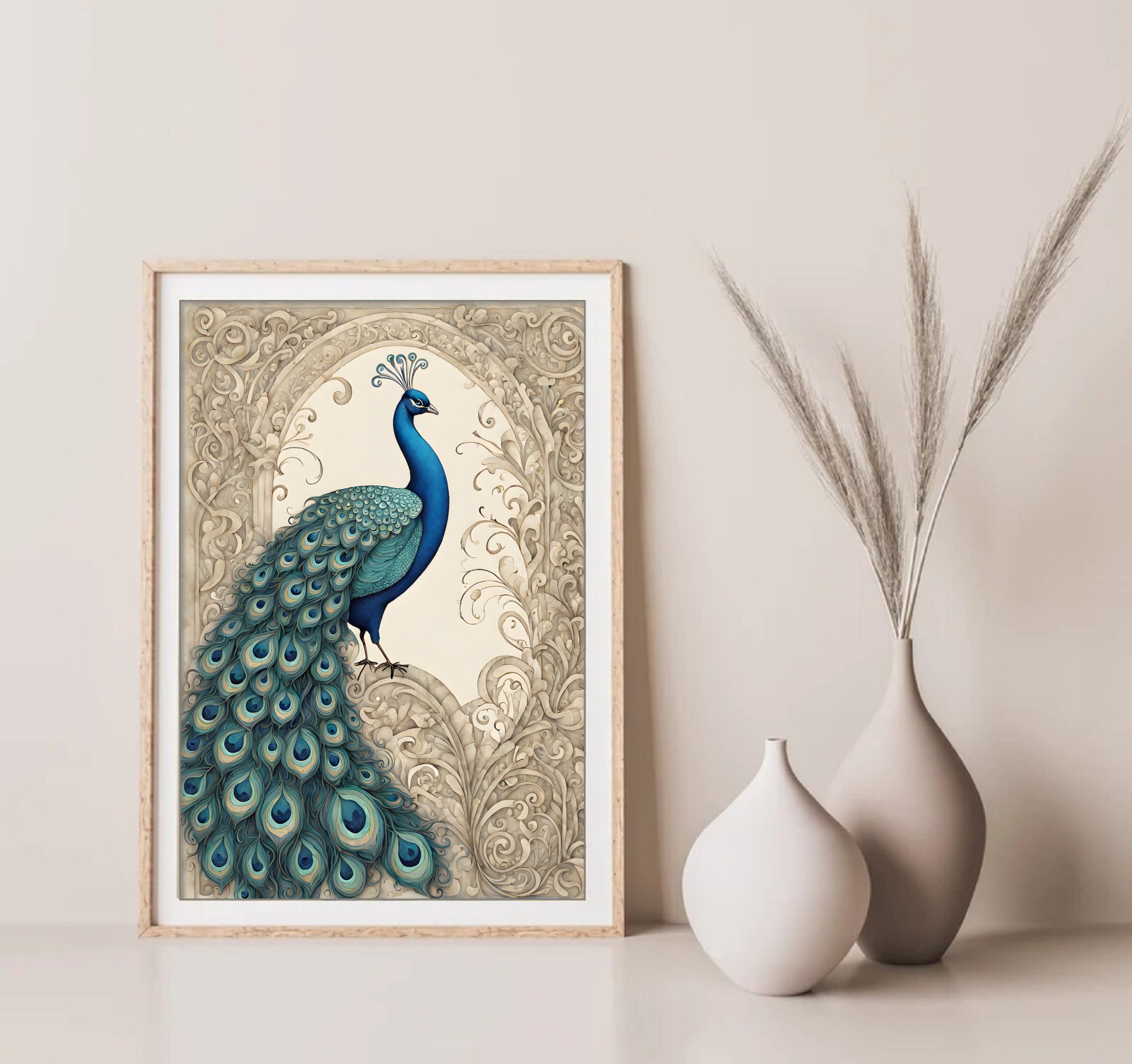 Indian Folk Art Indian Pichawai Art Set of 3 Indian Peacock - Etsy