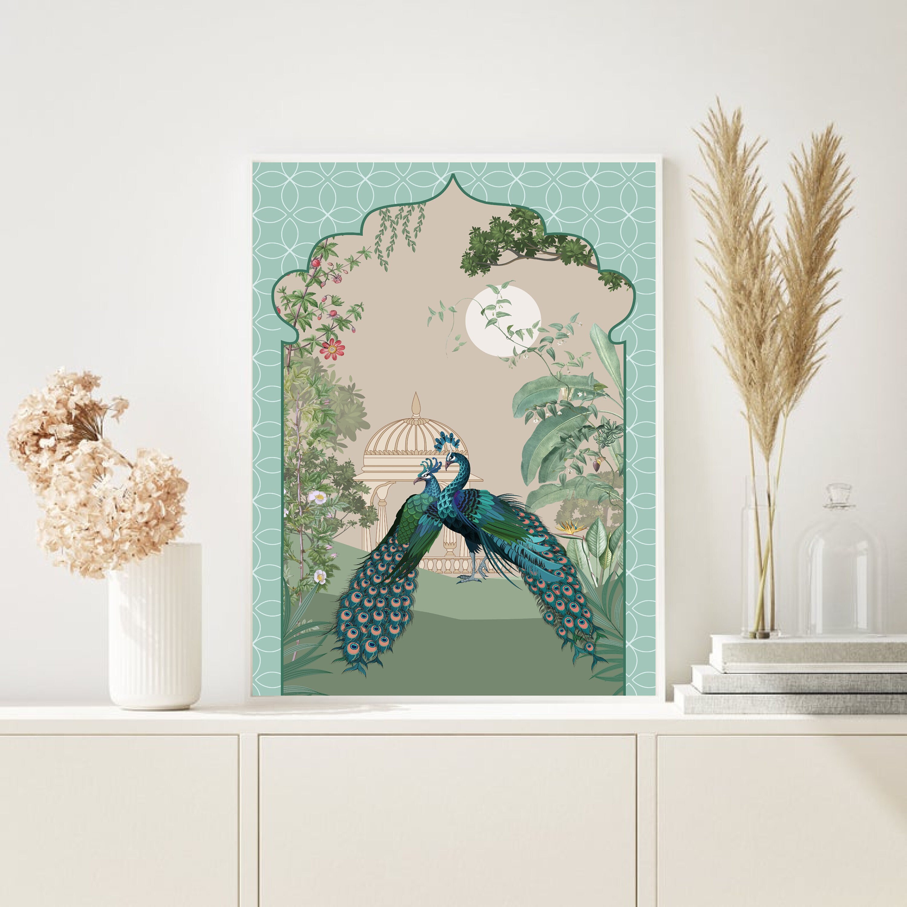 Indian Art, Indian Peacock Wall Art, Indian Lotus Painting, Living Room ...