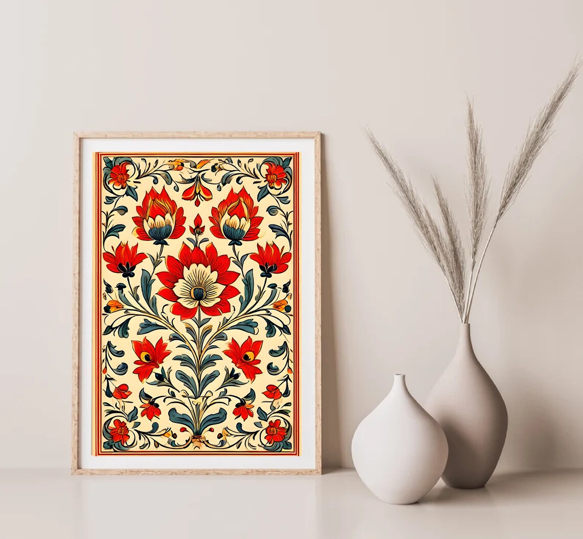 Floral Art Print Set: Traditional Folk Art (digital Download) - Etsy