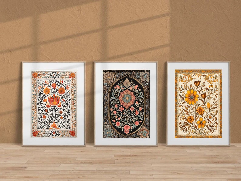 Indian Pattern Art Set of 3, Indian Pichhawai Painting, Living Room ...