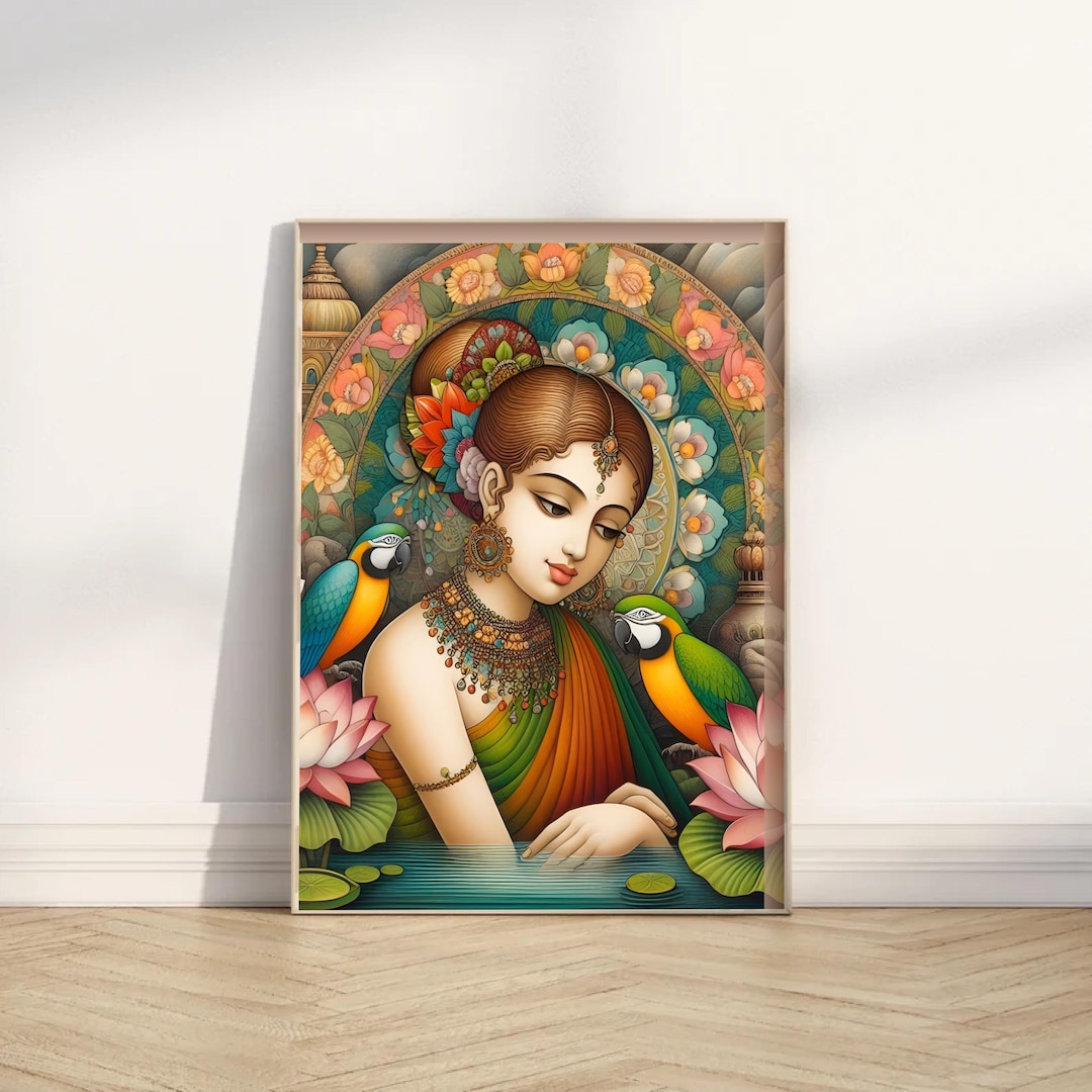 Indian Girl Art, Indian Wall Art, Indian Woman With Flower, Girl With ...