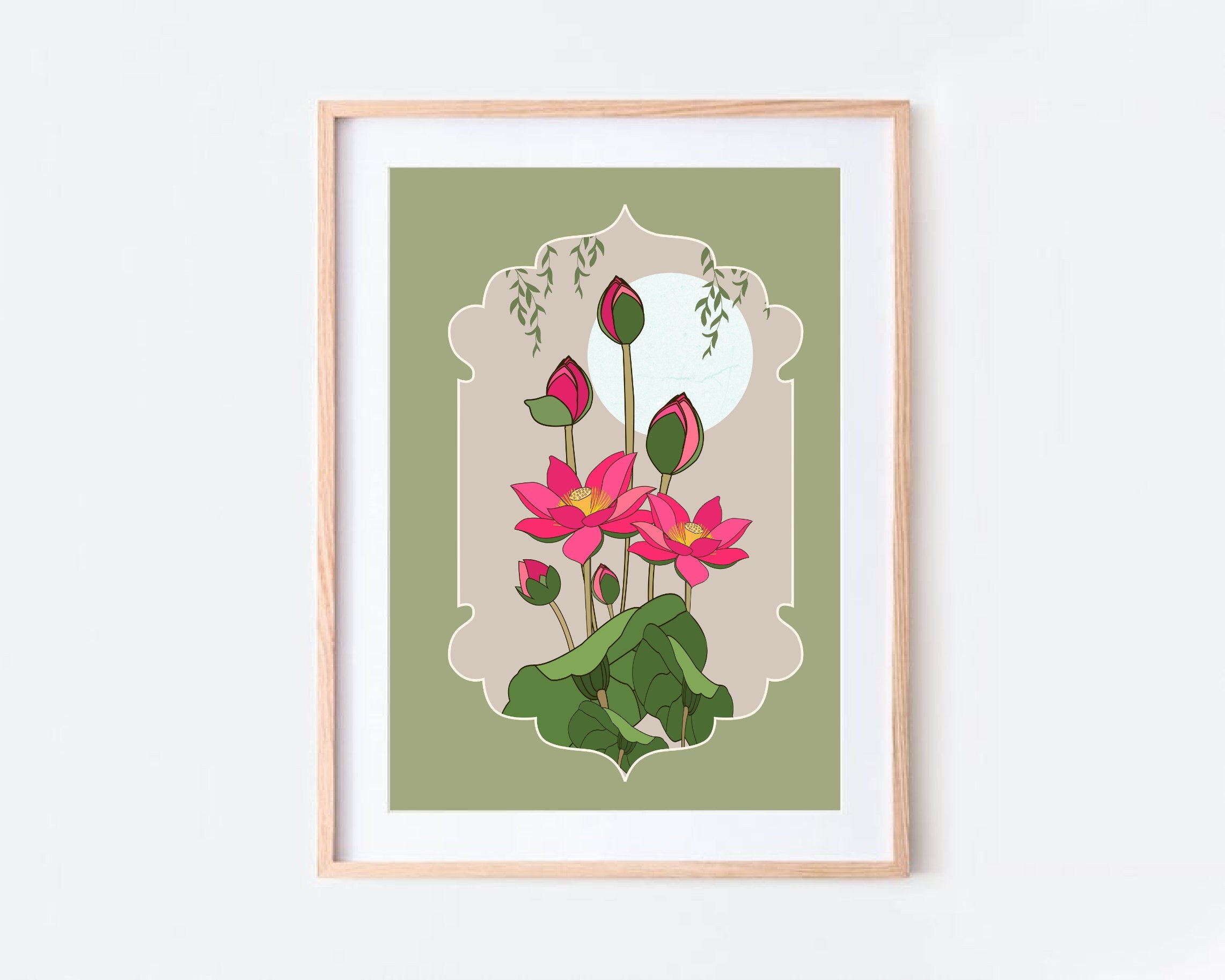 Indian Art, Indian Lotus Wall Art, Indian Lotus Painting, Living Room ...