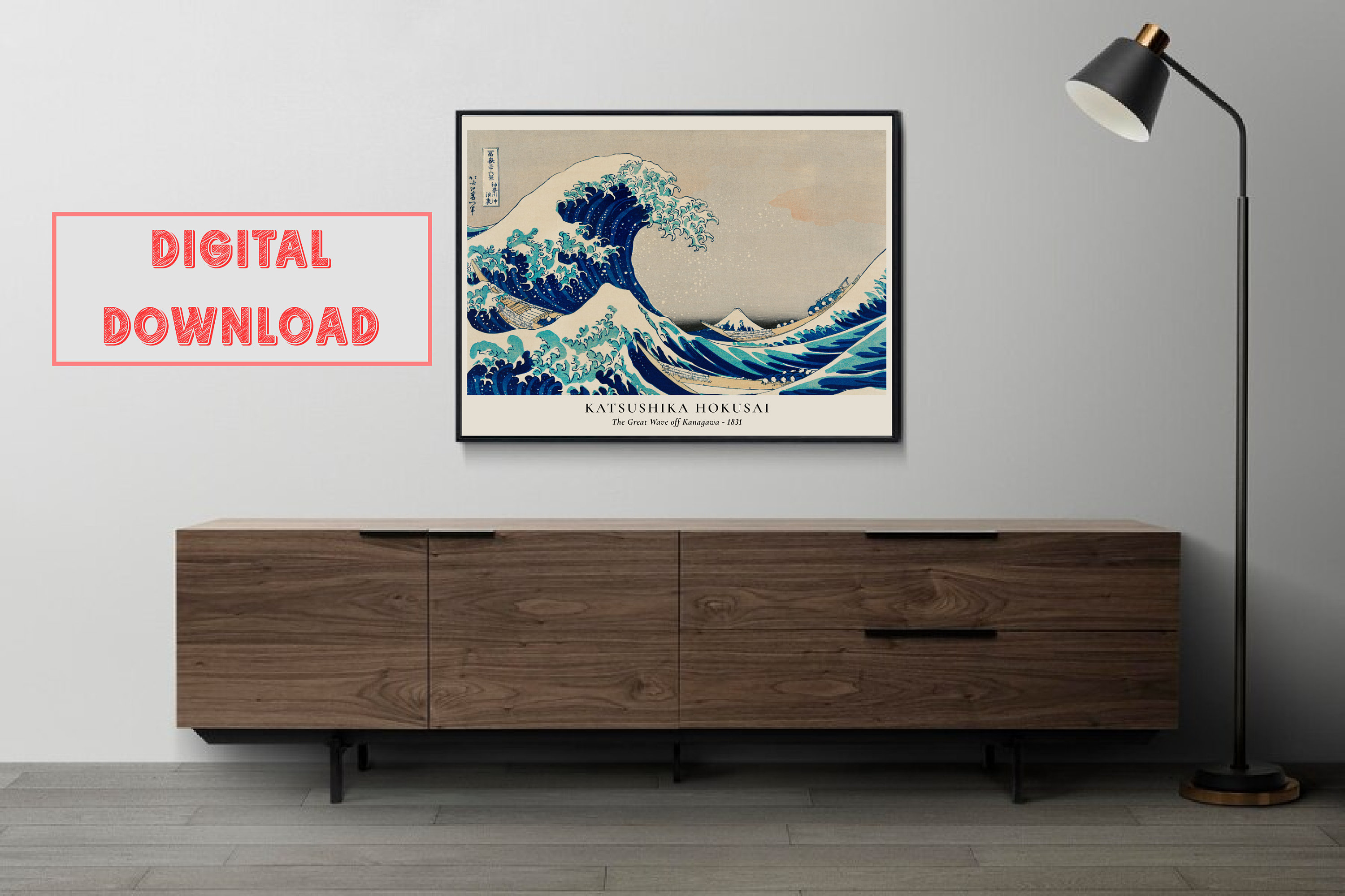 Katsushika Hokusai Japanese Exhibition Poster, the Great Wave Print ...