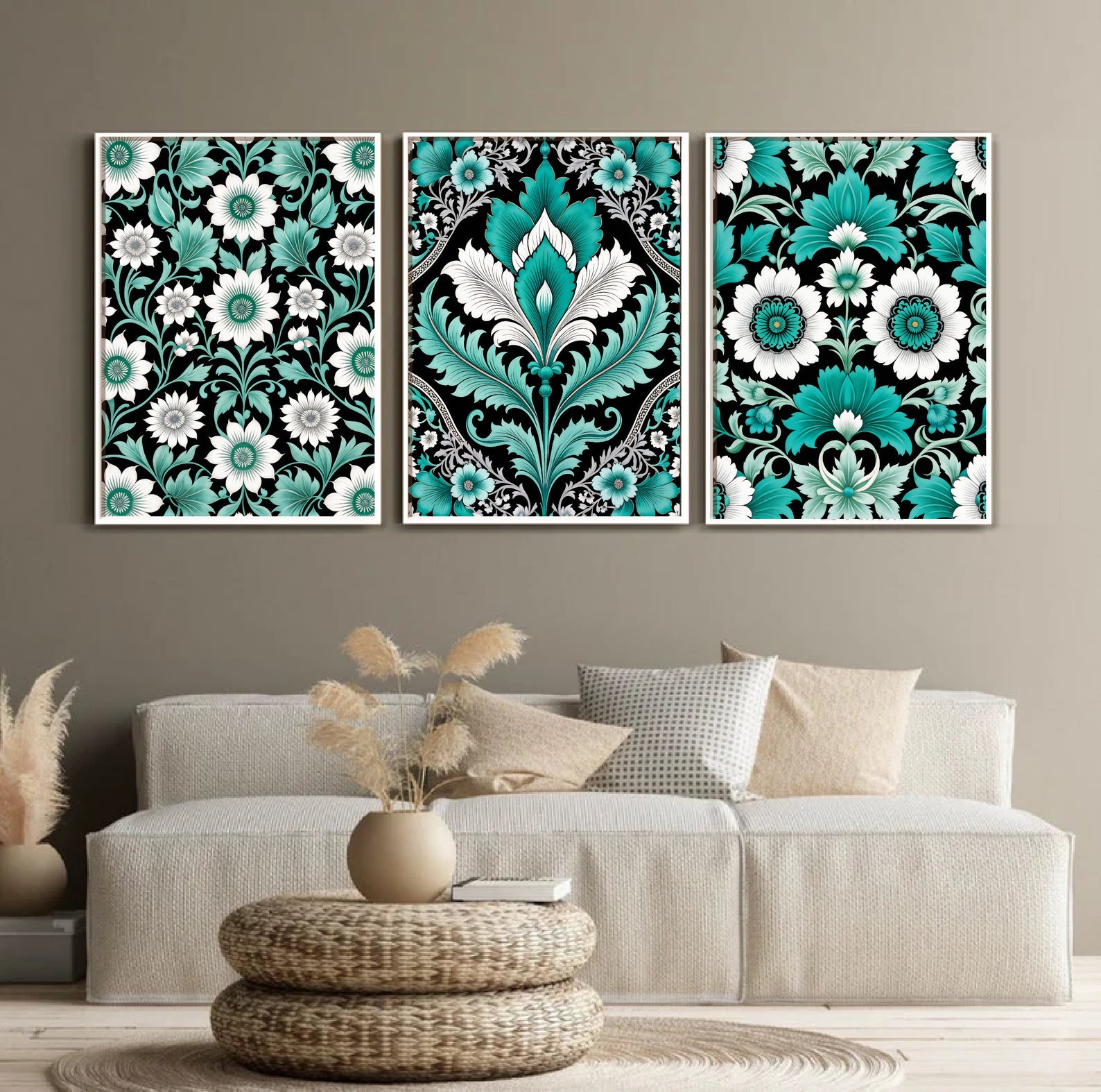 Floral Art Prints: Traditional Folk Art Set of 3 (digital Download) - Etsy