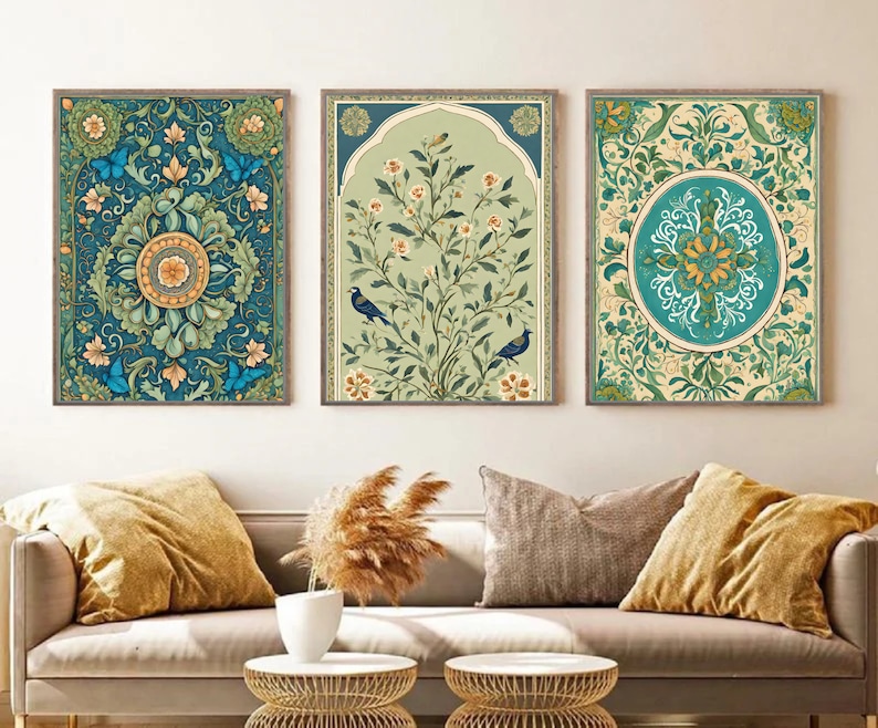Indian Pattern Art Set of 3, Indian Pichhawai Painting, Living Room ...