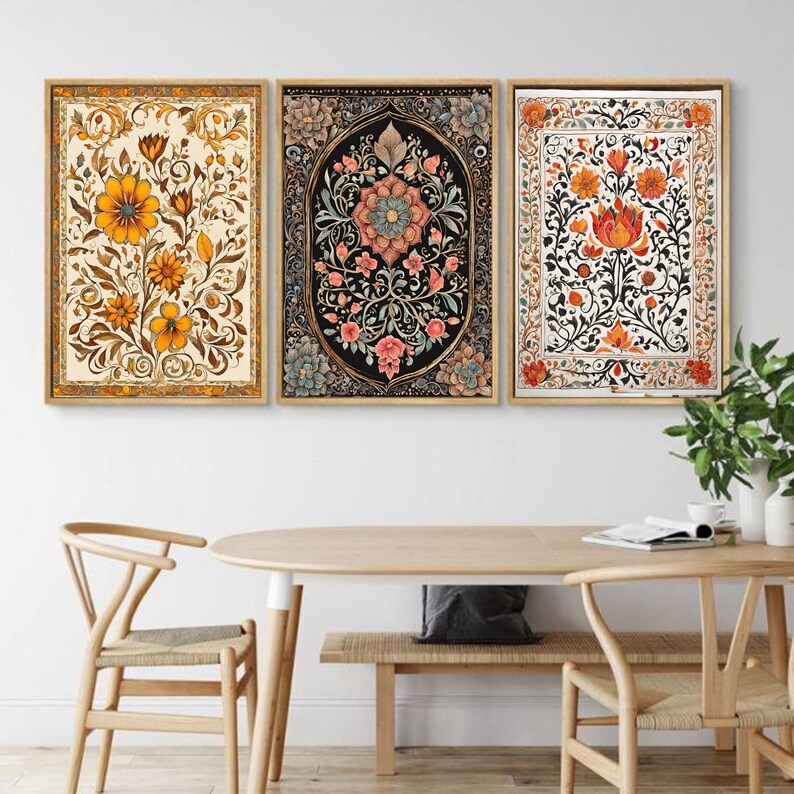 Indian Pattern Art Set of 3, Indian Pichhawai Painting, Living Room ...